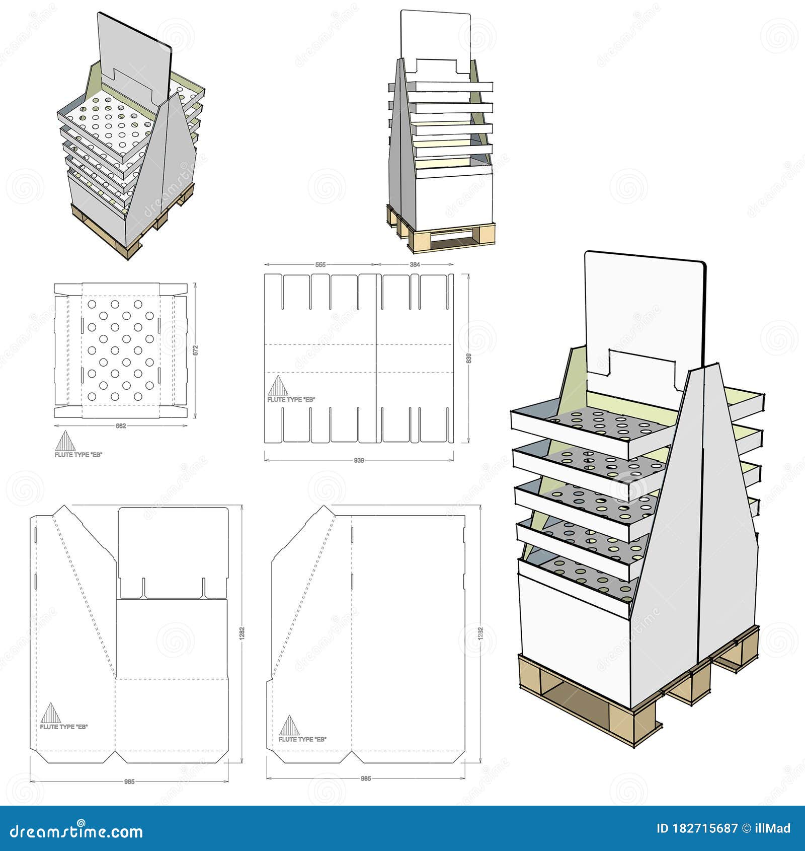 Box for Display Stand and Die-cut Pattern Stock Vector - Illustration ...