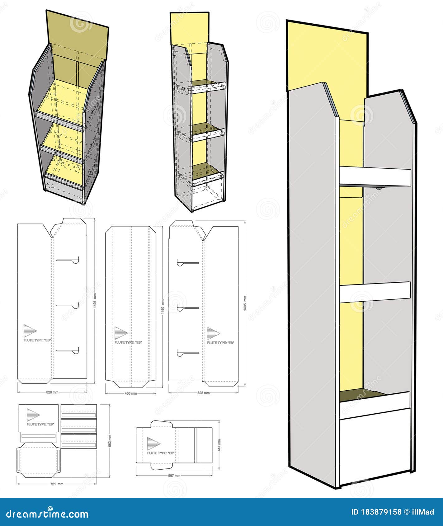 Box for Display Stand and Die-cut Pattern Stock Vector - Illustration ...