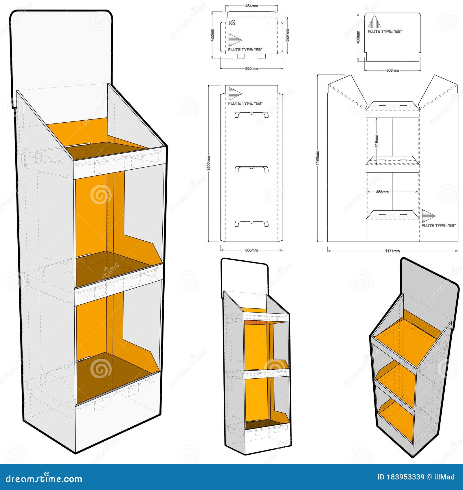 Box for Display Stand and Die-cut Pattern Stock Vector - Illustration ...