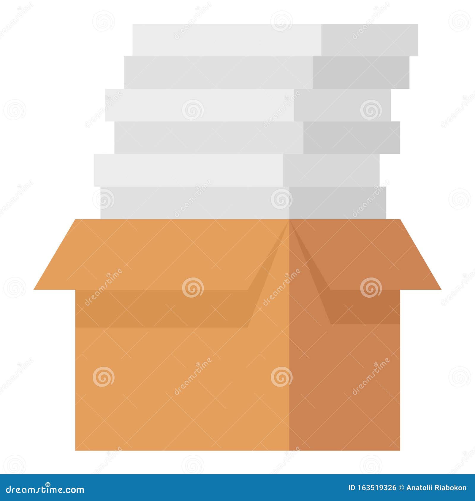 Box with Documents Icon, Flat Style Stock Vector - Illustration of ...