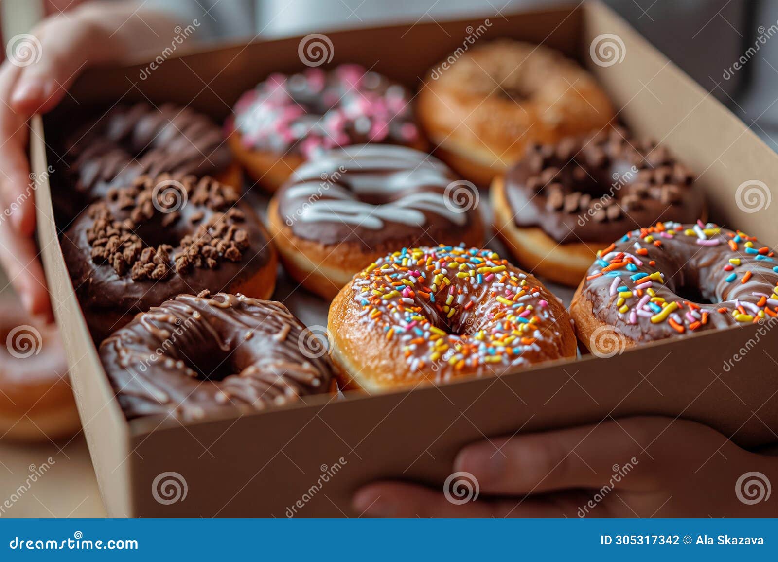 Box of Donuts with Chocolate Filling Stock Illustration - Illustration ...