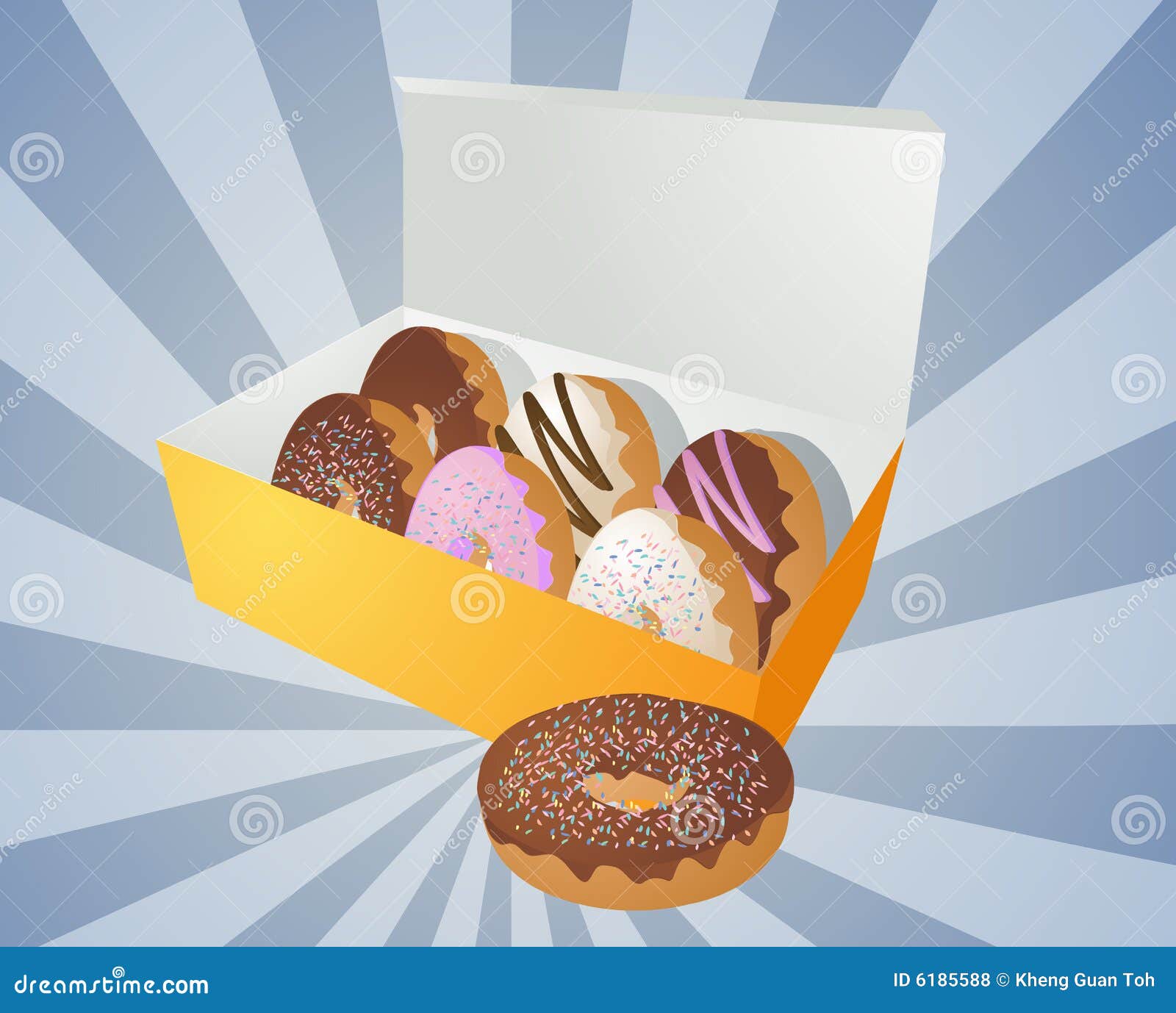 Box of donuts illustration stock vector. Illustration of circle - 6185588