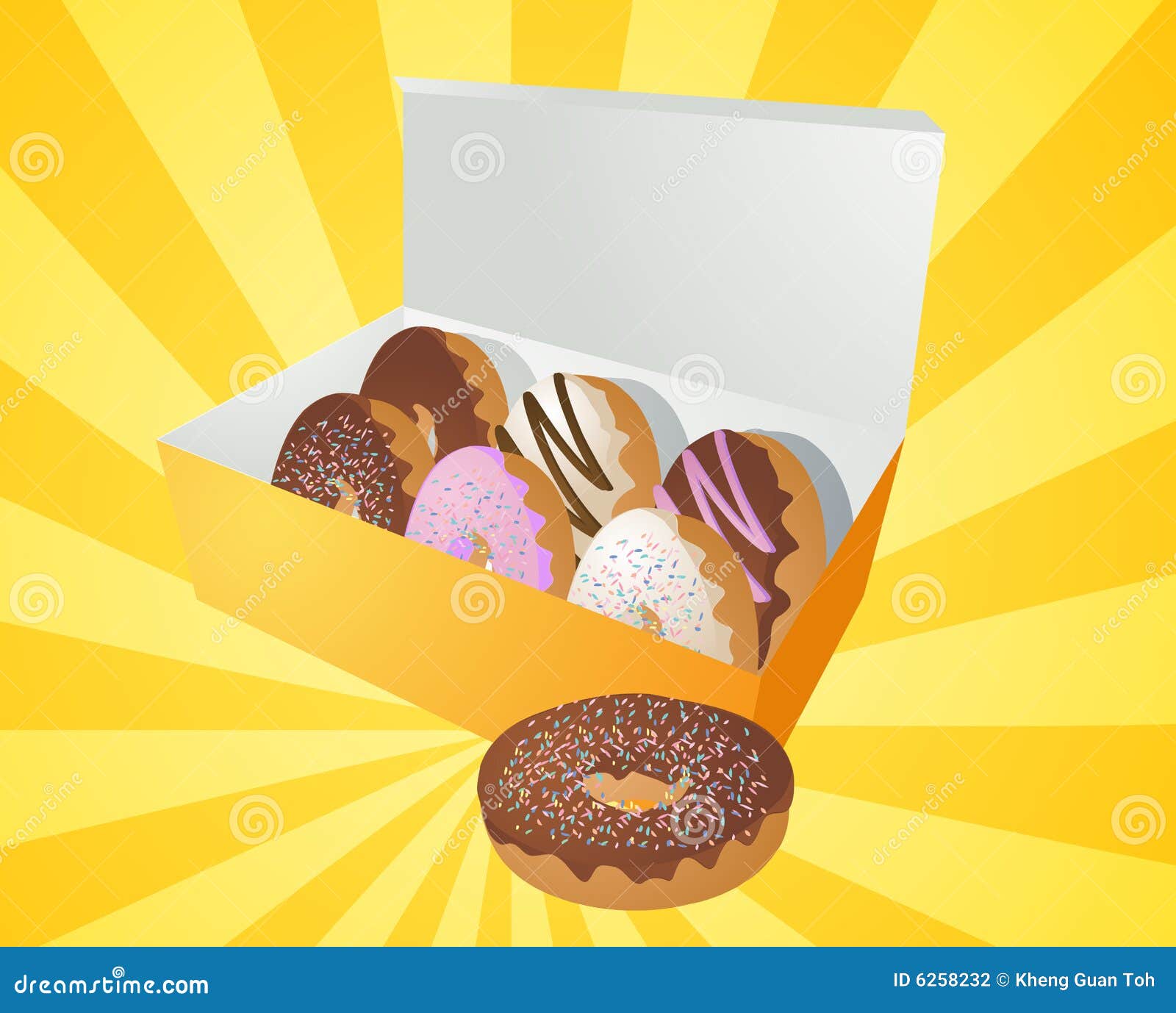 Box of donuts illustration stock vector. Illustration of pastry - 6258232