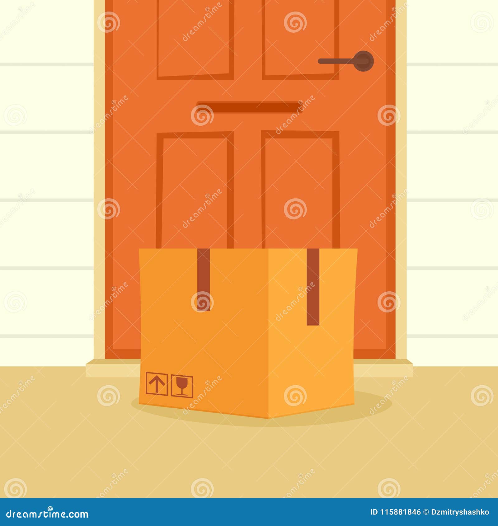 Box at door stock vector. Illustration of freight, mail - 115881846