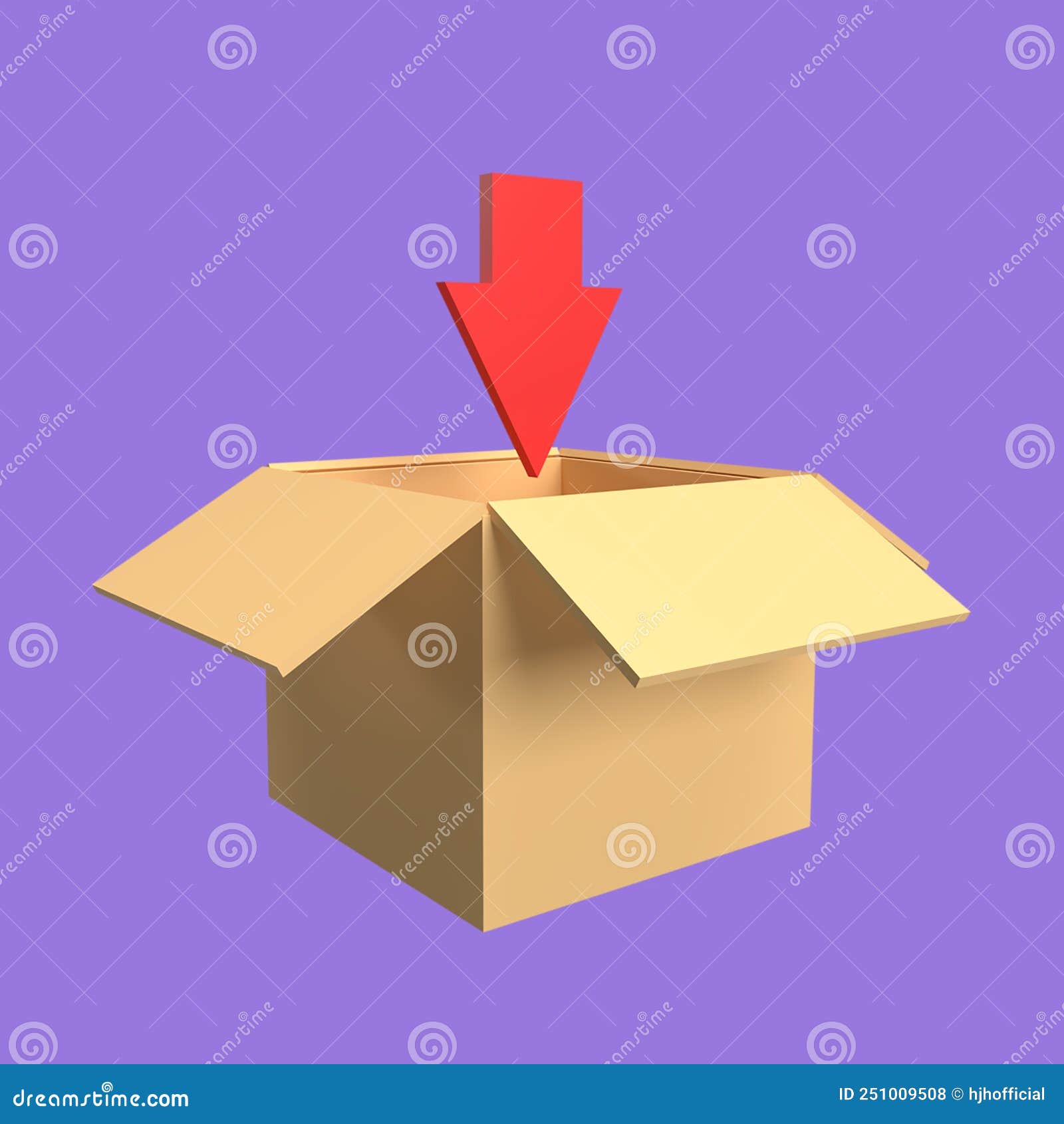 Box and Down Arrow 3d Icon Model Cartoon Style Concept. Render ...
