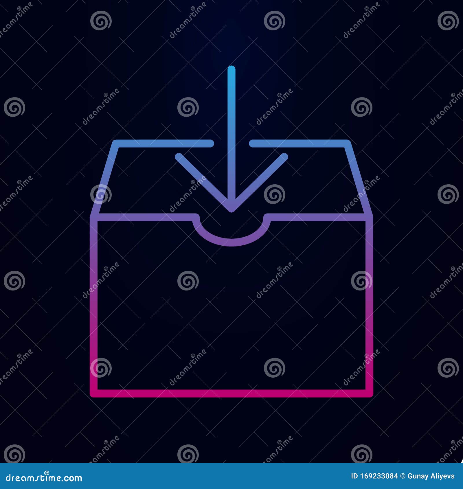 Box and Down Arrow Nolan Icon. Simple Thin Line, Outline Vector of Web ...