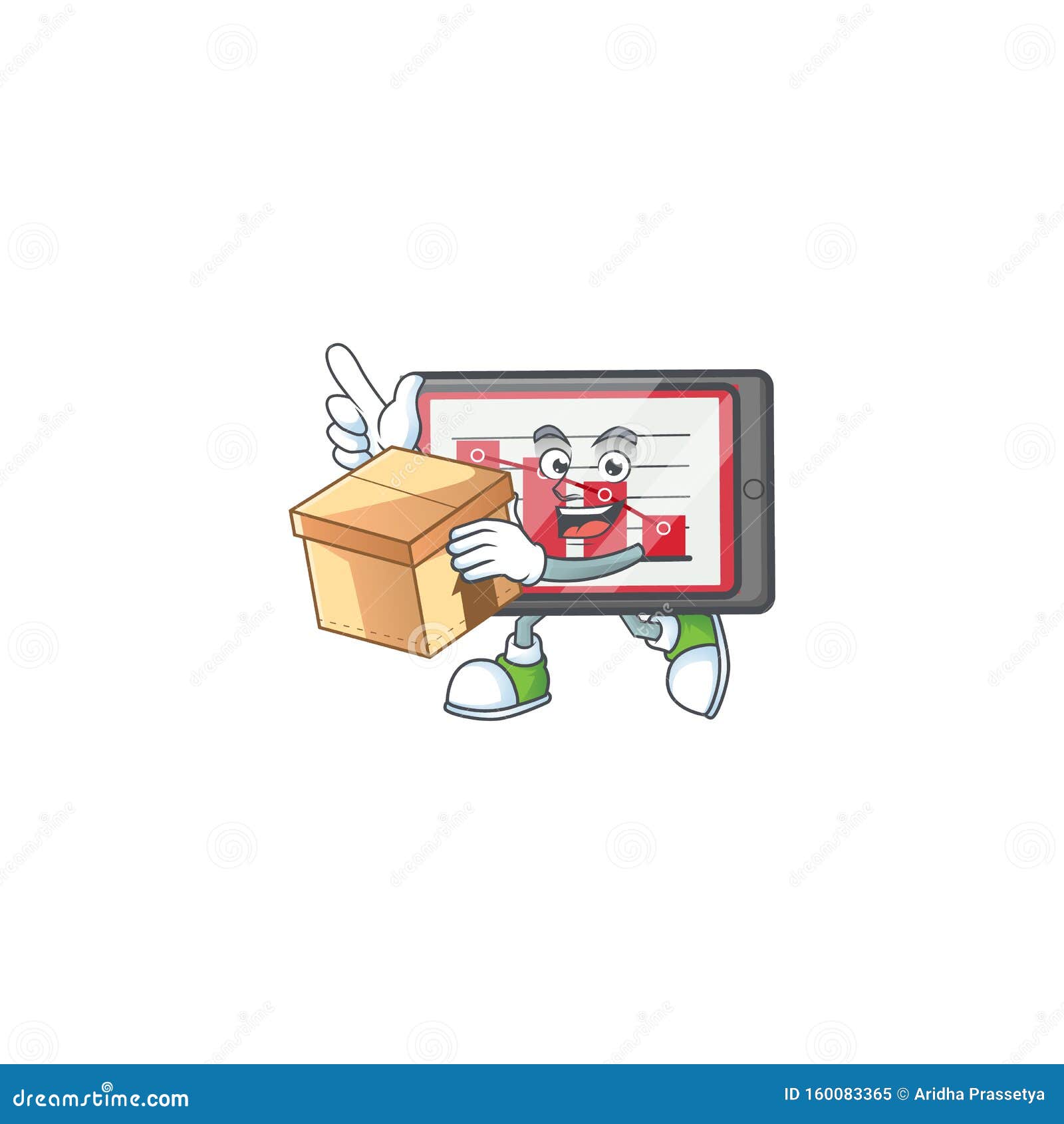 With Box Down Chart Horizontal Table in Cartoon Character. Stock Vector ...