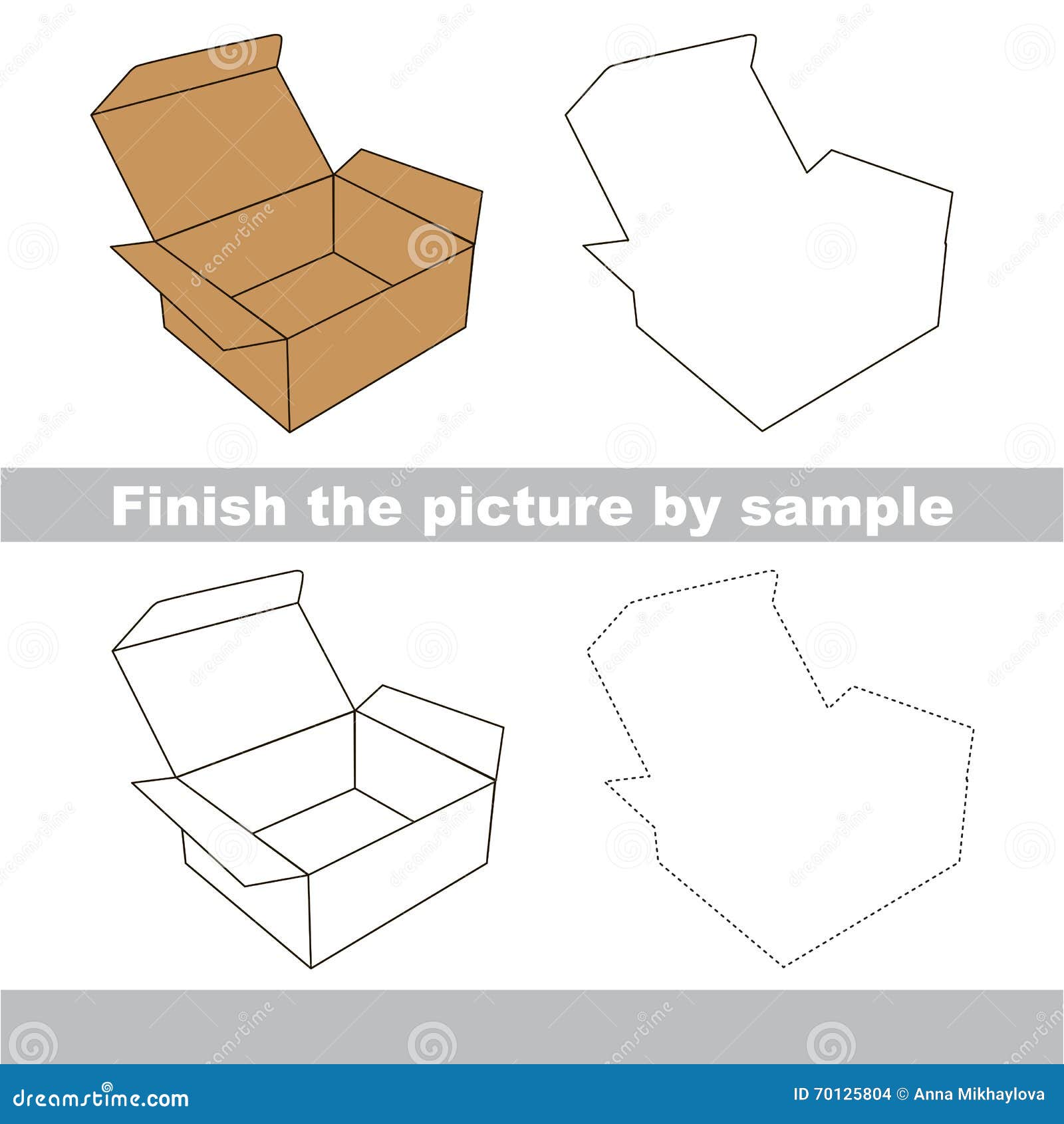 Box. Drawing worksheet. stock vector. Illustration of school - 70125804