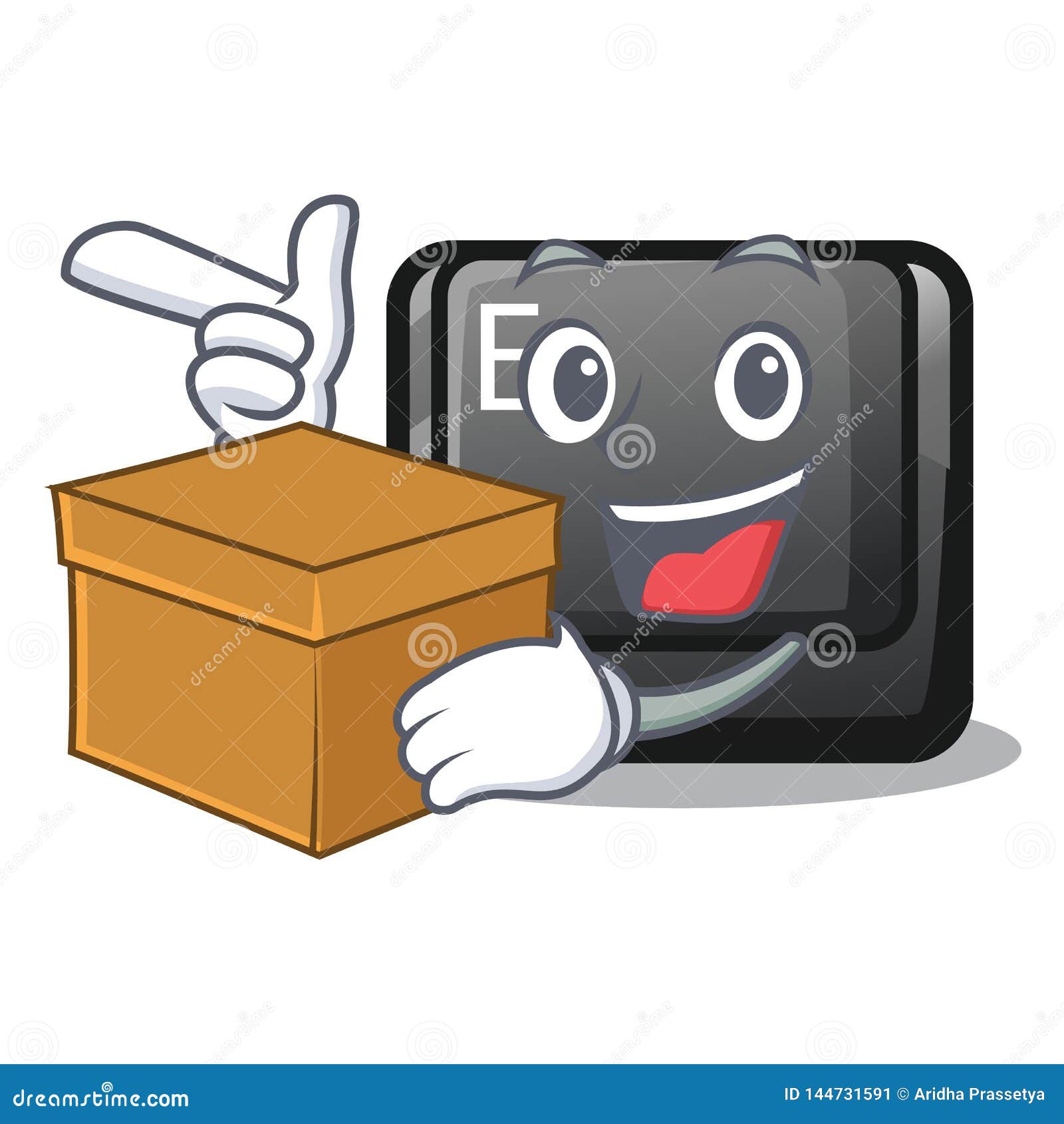 With Box E Button Attached To Cartoon Keyboard Stock Vector ...