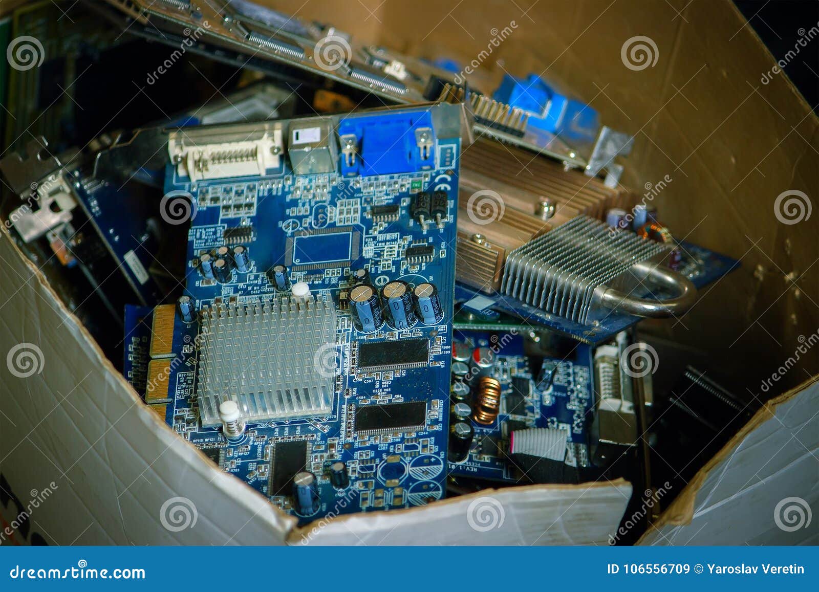 Box with Electronic Circuit Boards Stock Image - Image of ...