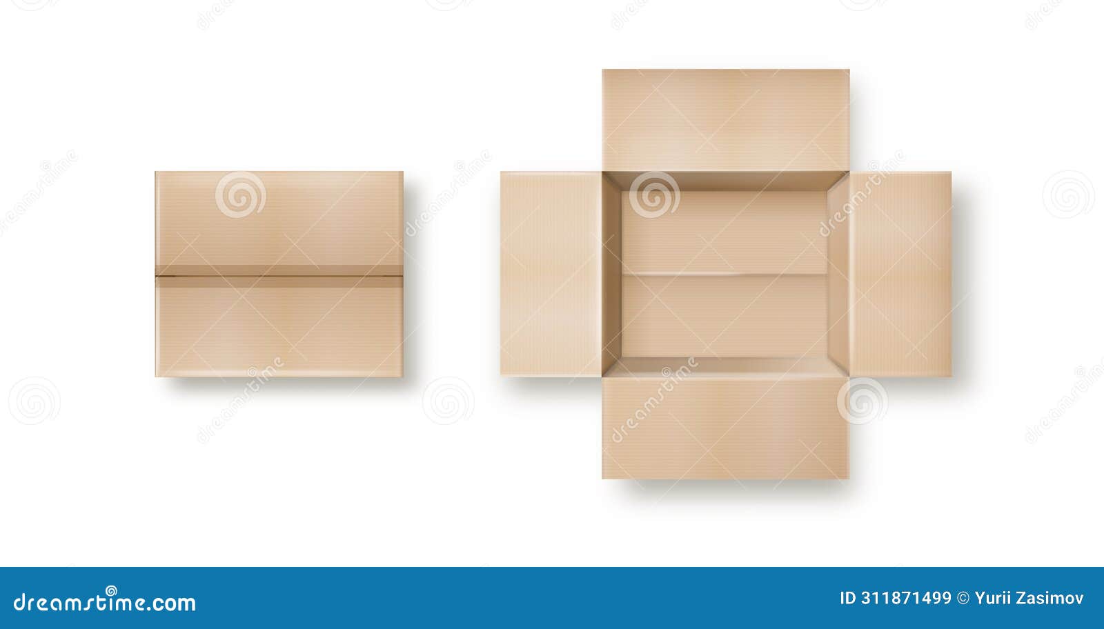 Box. Empty Open and Closed Cardboard Box Stock Illustration ...