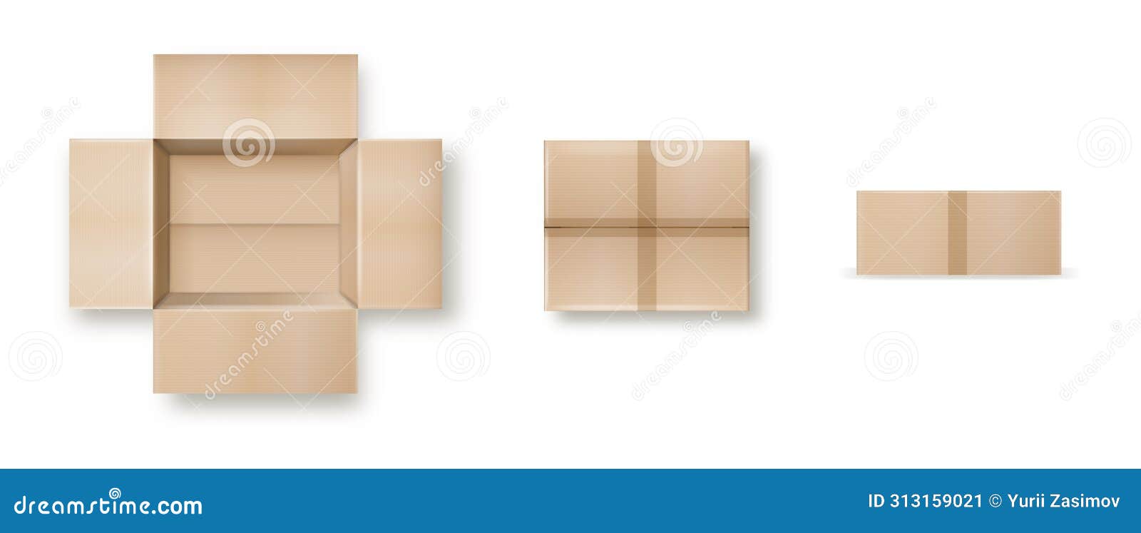Box. Empty Open and Closed Cardboard Box Stock Vector - Illustration of ...