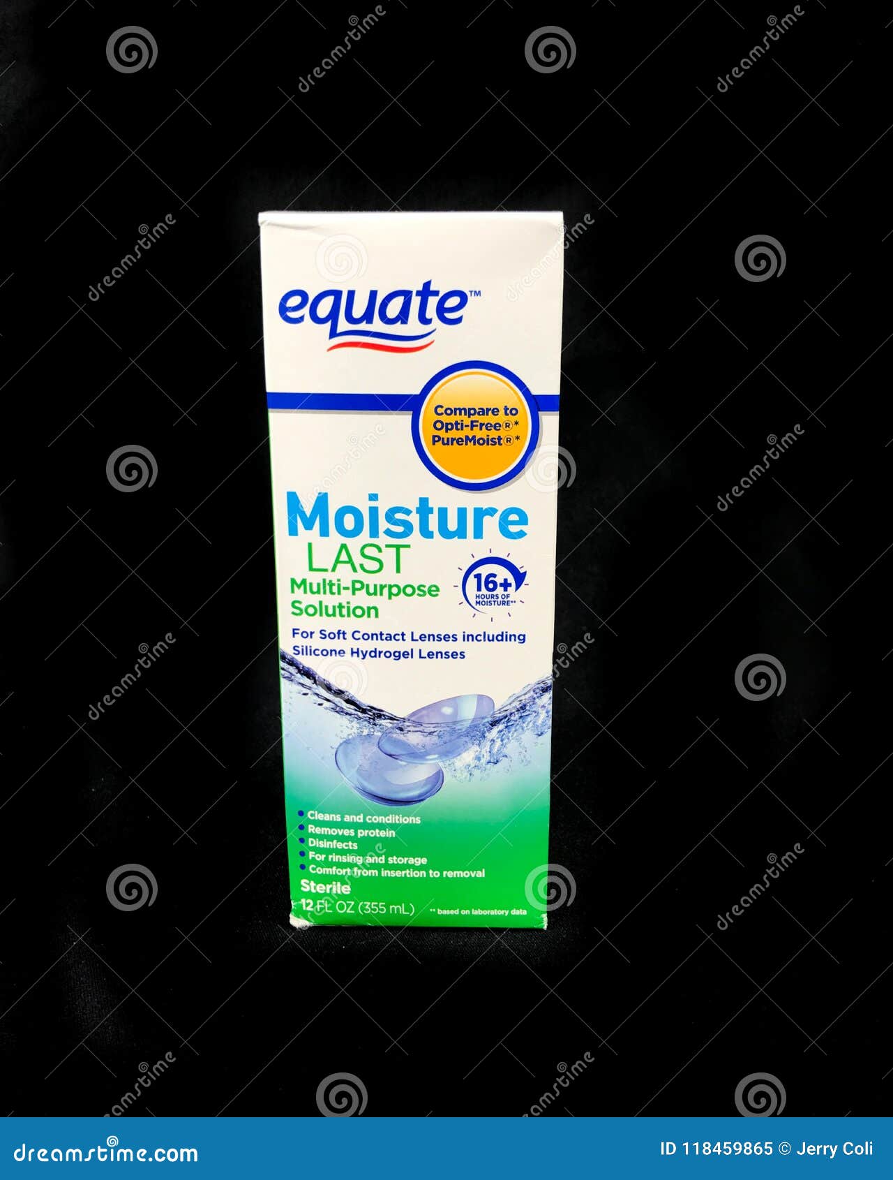 Box of Equate Contact Lens Solution on a Black Backdrop Editorial Image ...