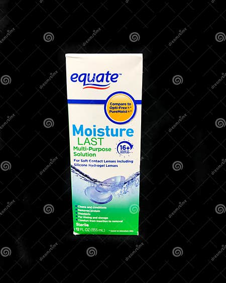 Box of Equate Contact Lens Solution on a Black Backdrop Editorial Image - Image of equate ...