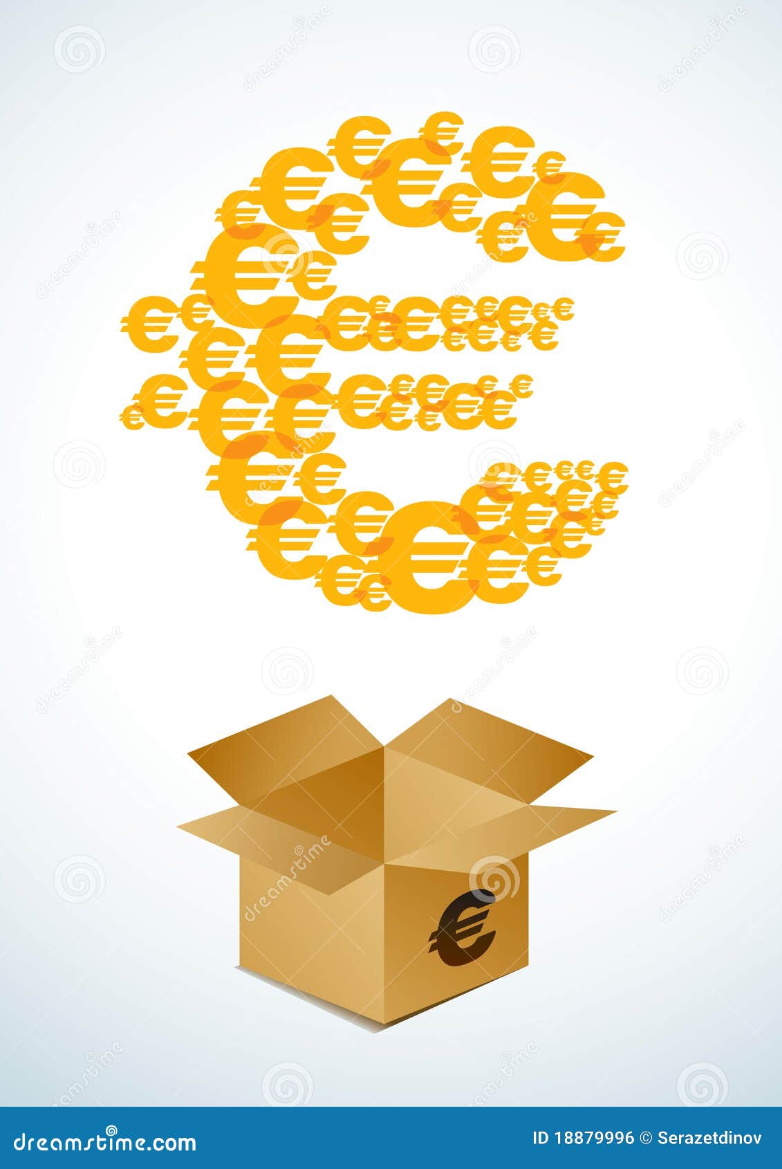 Box with euro stock vector. Illustration of cardboard - 18879996