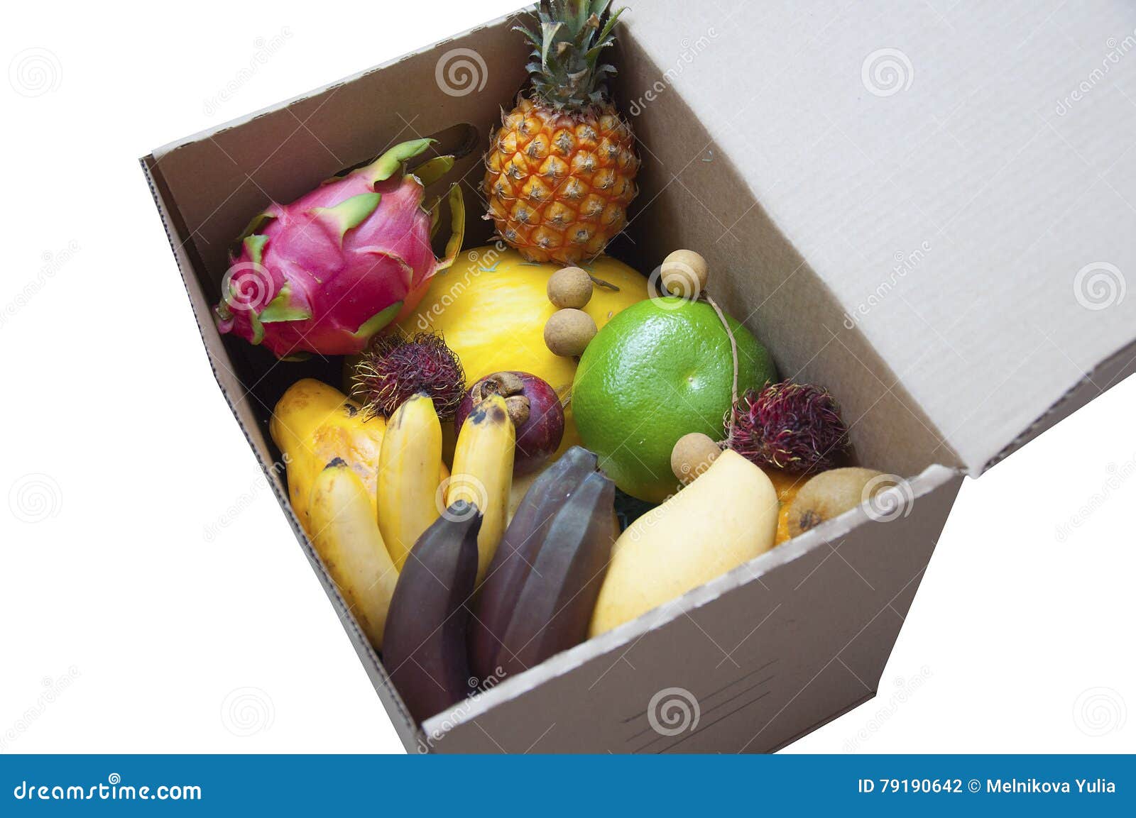 Box of exotic fruits stock photo. Image of harvest, assortment - 79190642