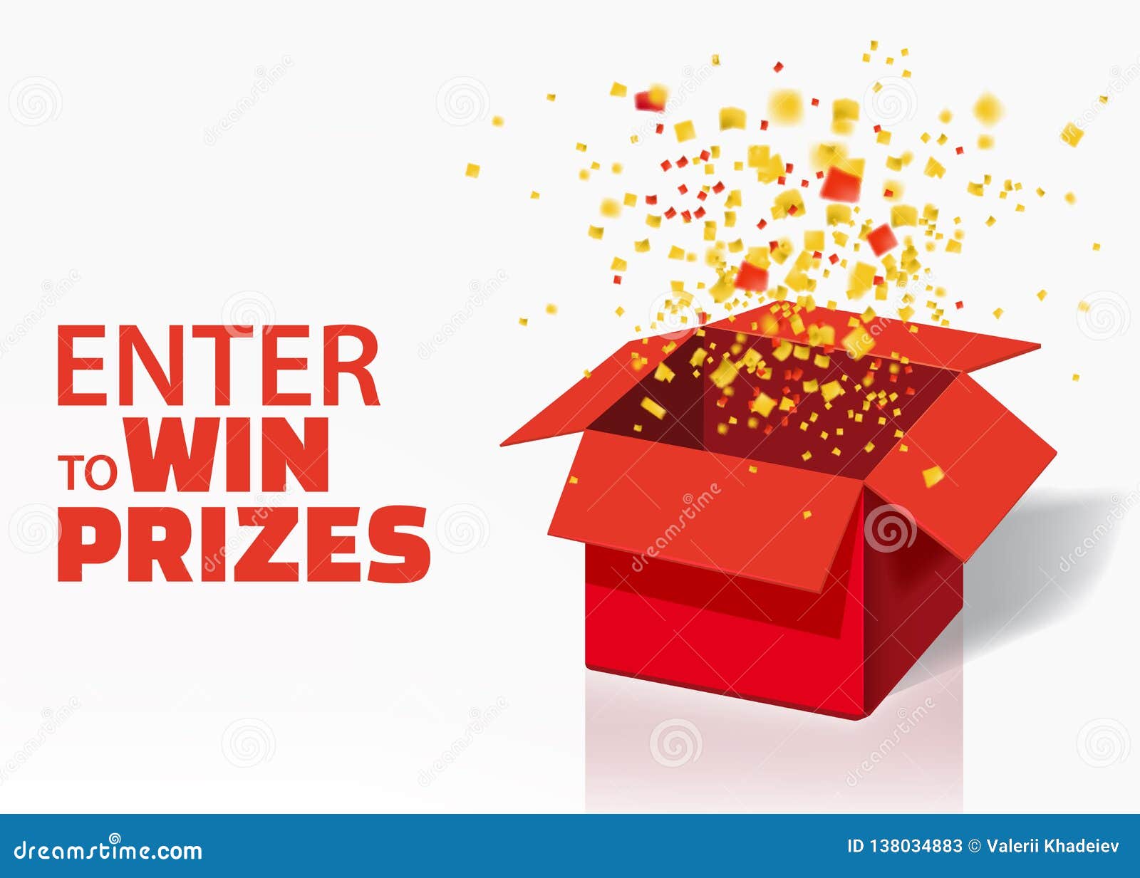 Box Exploision, Blast. Open Red Gift Box and Confetti. Enter To Win ...