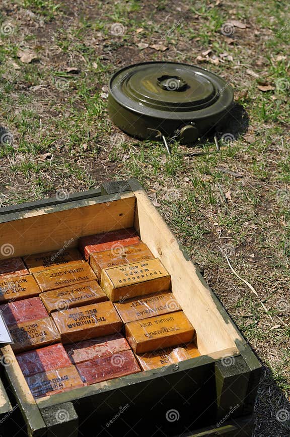 A Box of Explosives and a Detonator World War 2 Stock Image - Image of ...