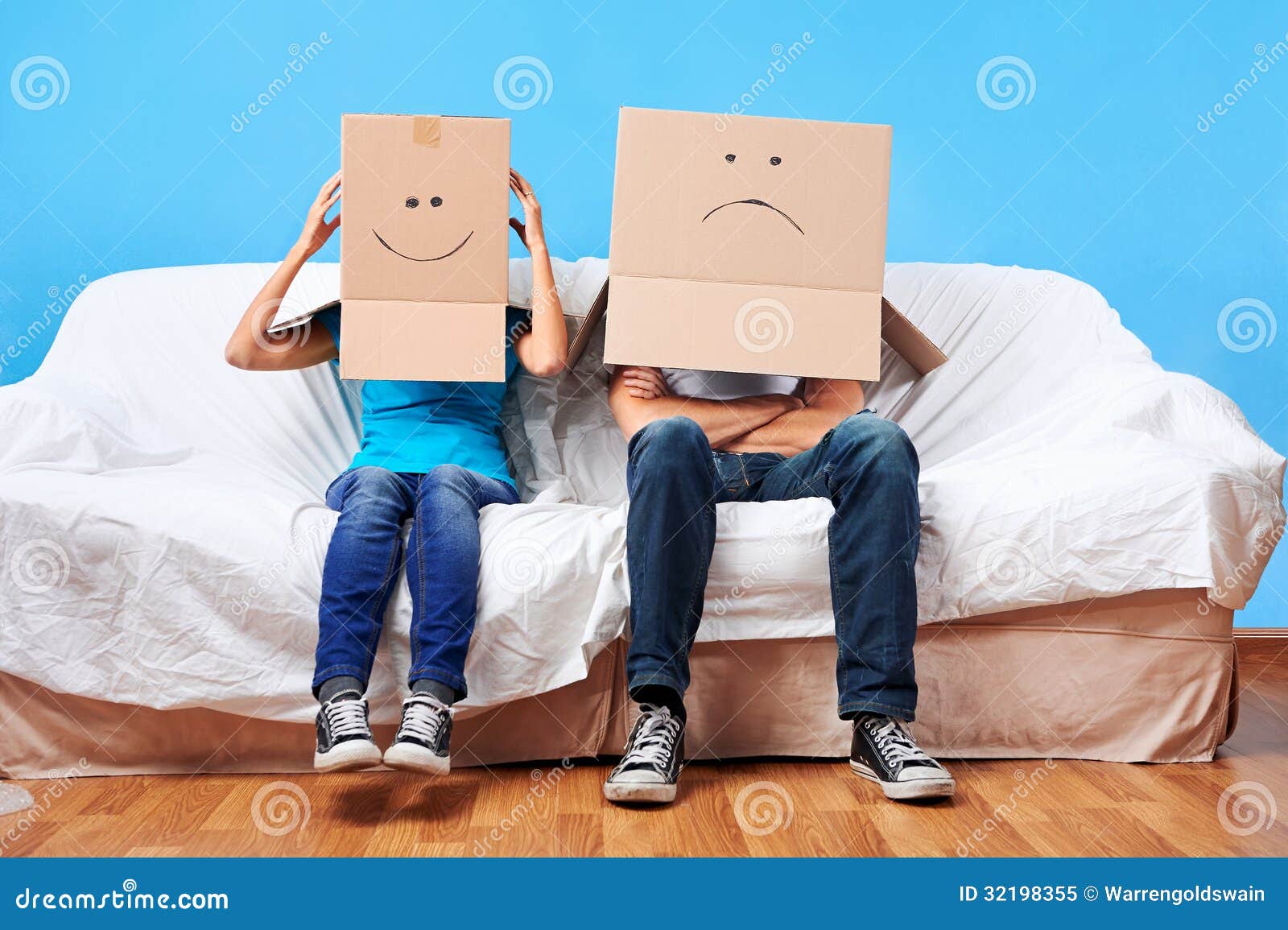 Box face couple stock image. Image of anonymous, house - 32198355