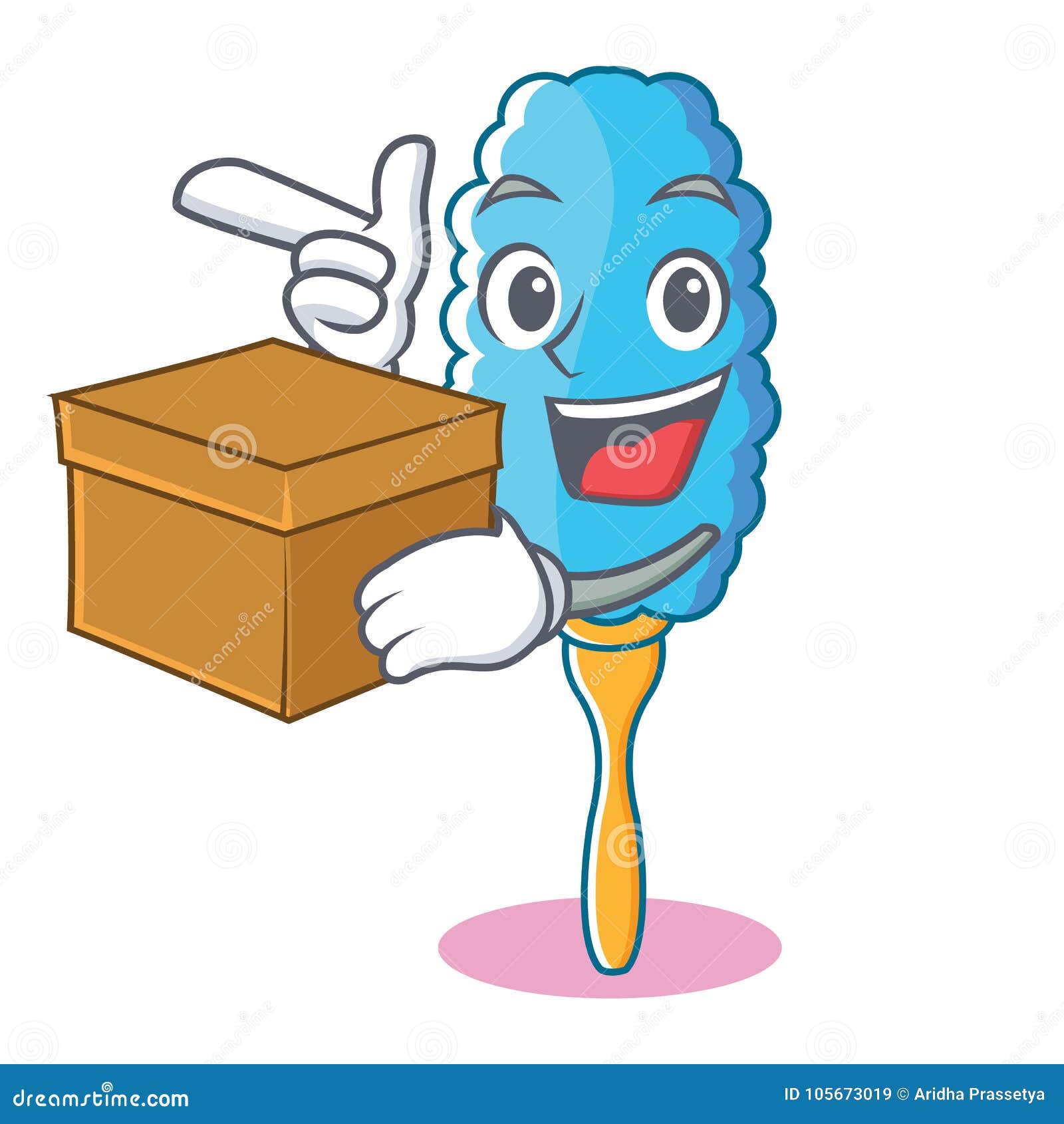 With Box Feather Duster Character Cartoon Stock Vector - Illustration ...