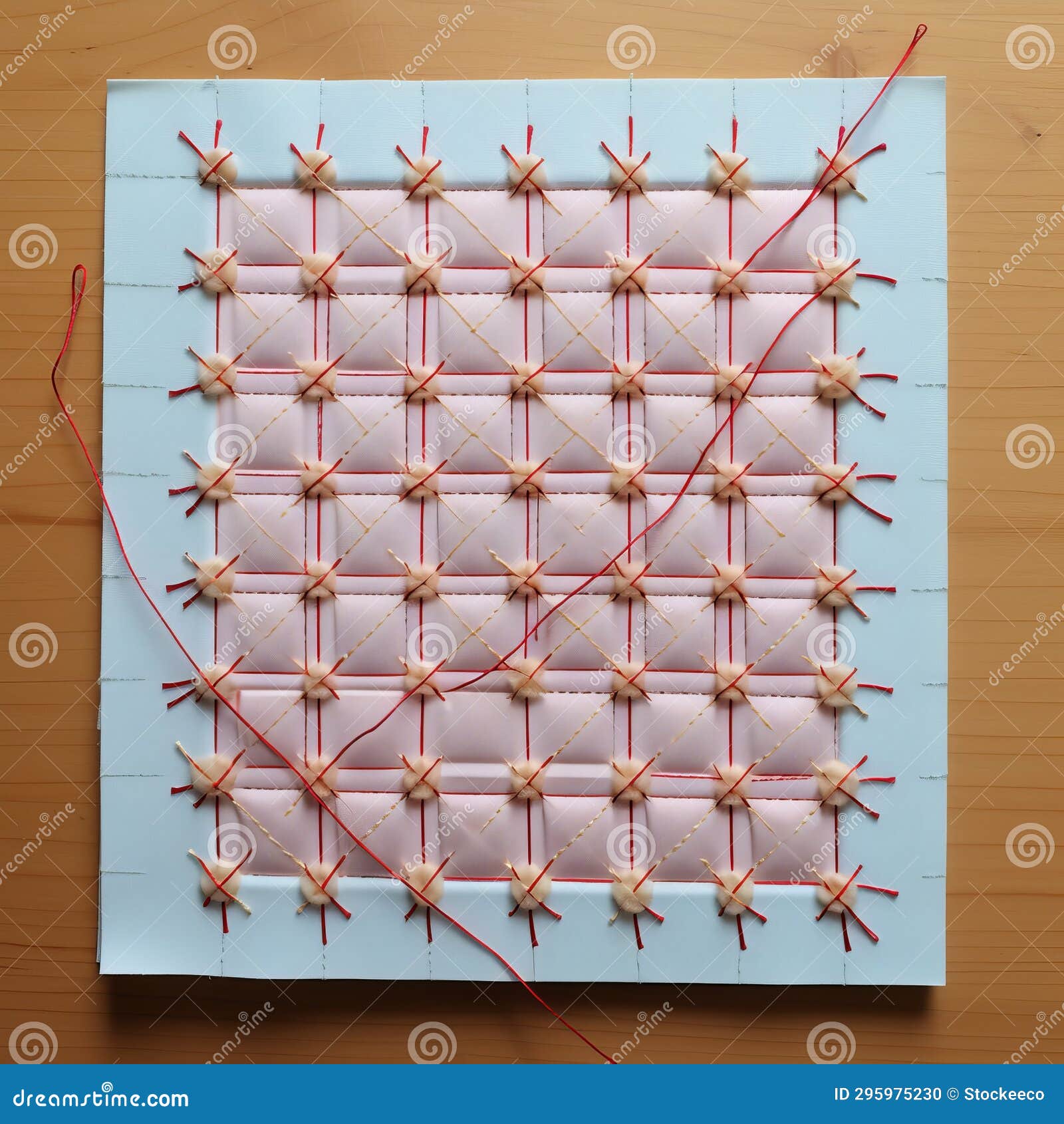 Handmade Embroidered Triangular Grid with Soft Pastel Colors Stock ...