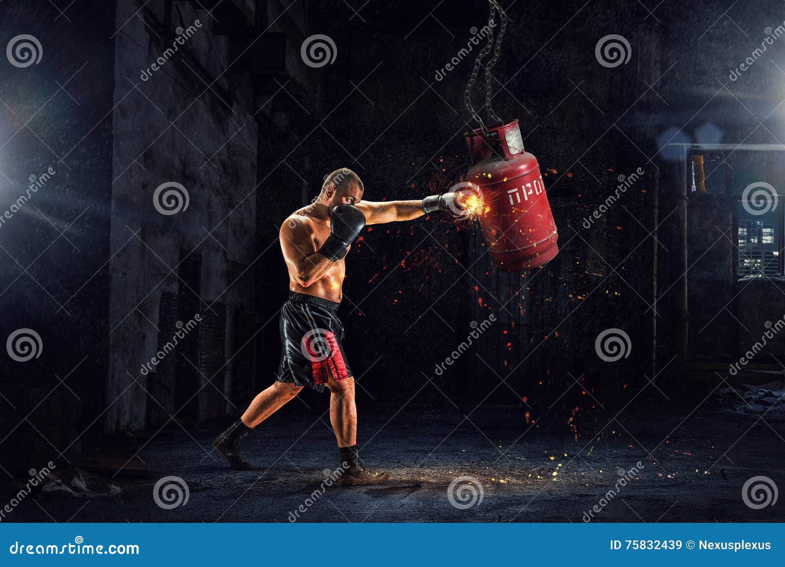 Box Fighter Training . Mixed Media Stock Image - Image of combat ...