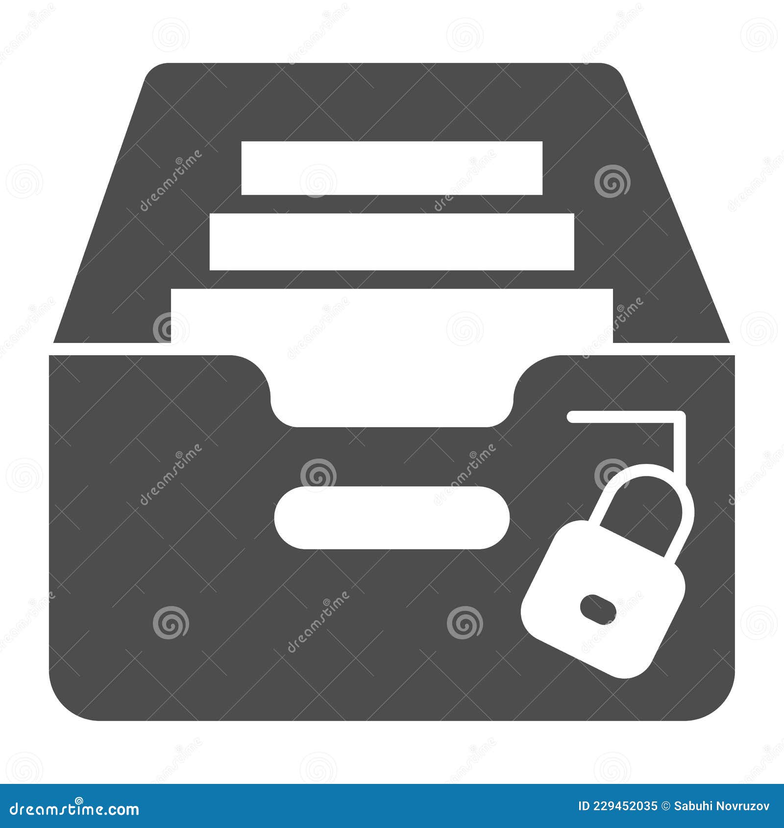 Box with Files, Arhival Documents and Lock Solid Icon, Security Concept ...