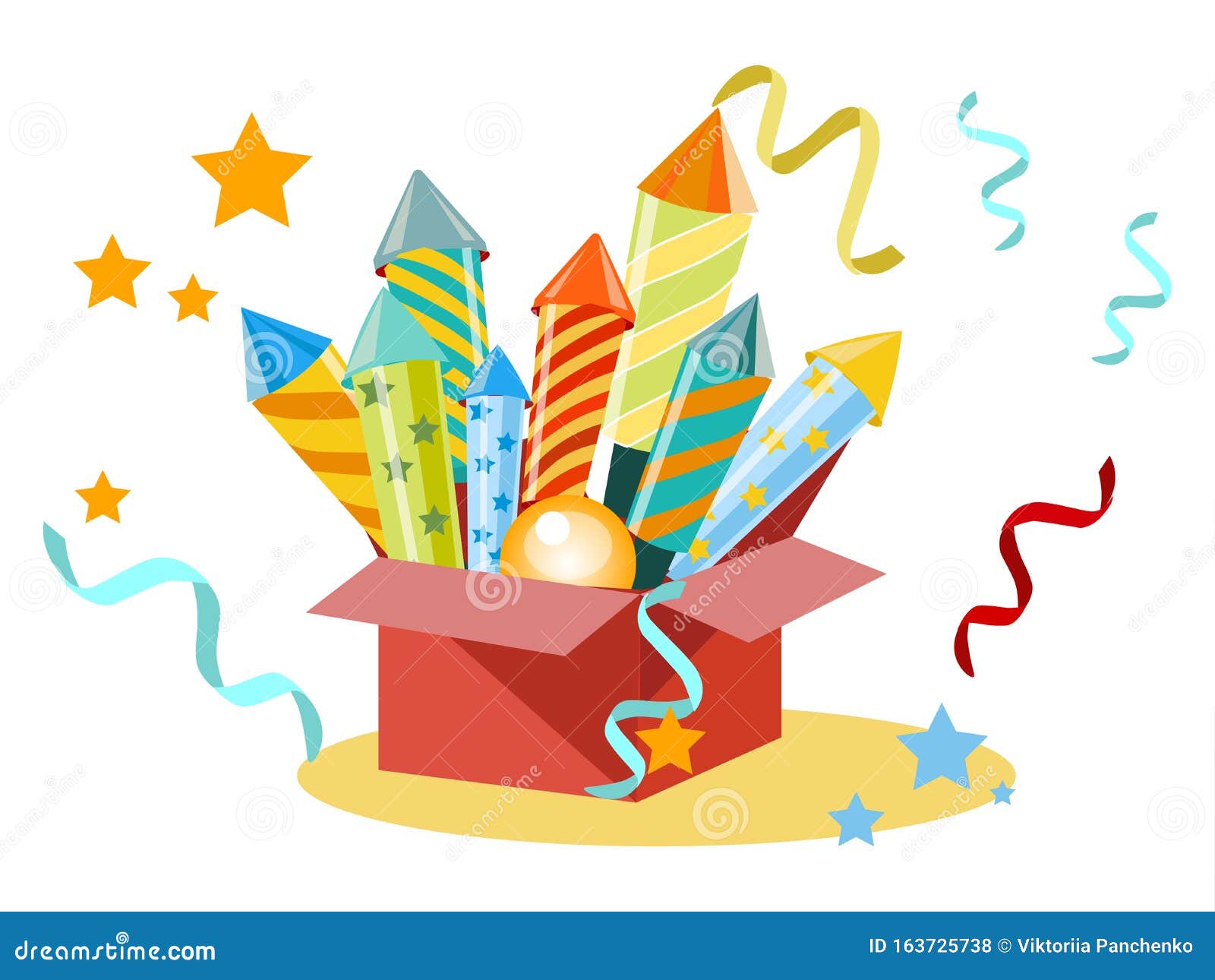 Box with Fireworks, Firecrackers. Set for the Holiday. in Minimalist ...