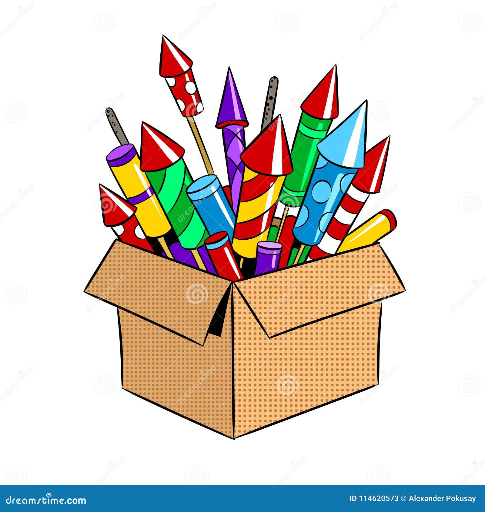 Box with Fireworks Pop Art Vector Illustration Stock Vector ...