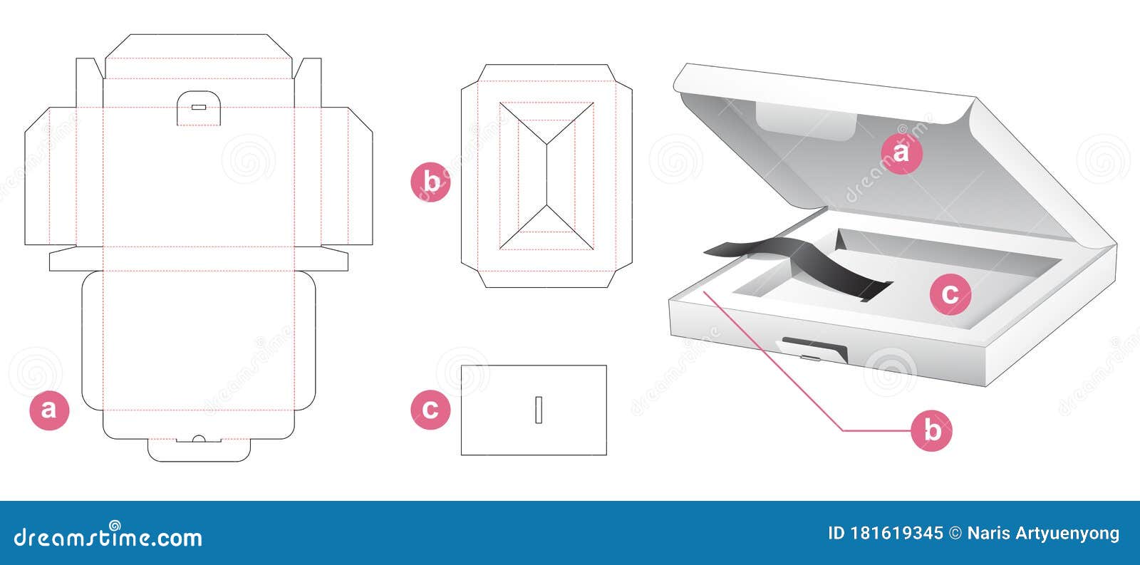 Box with Flap Top Die Cut Template Stock Vector - Illustration of open ...