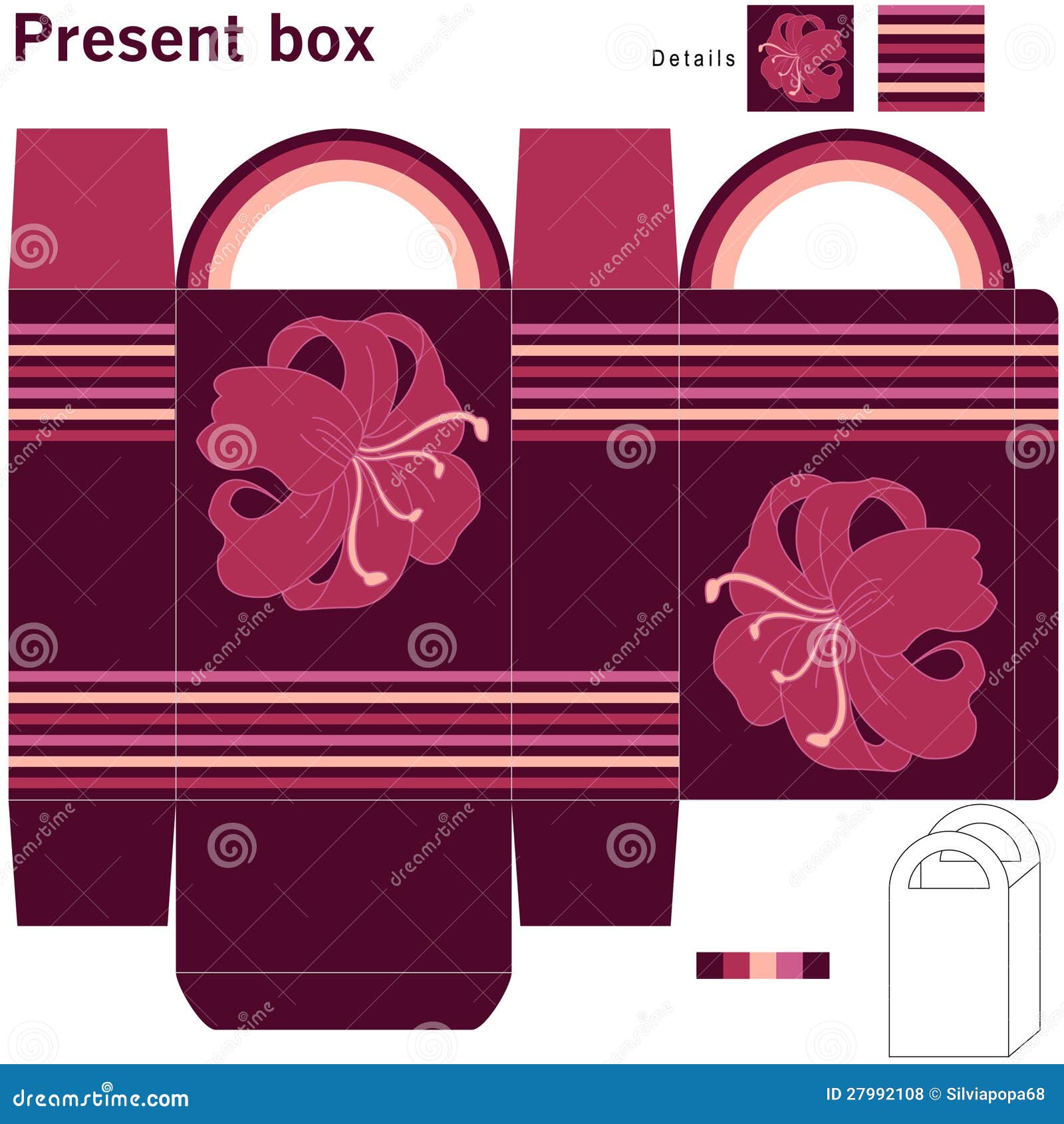 Box with flowers stock illustration. Illustration of gift - 27992108