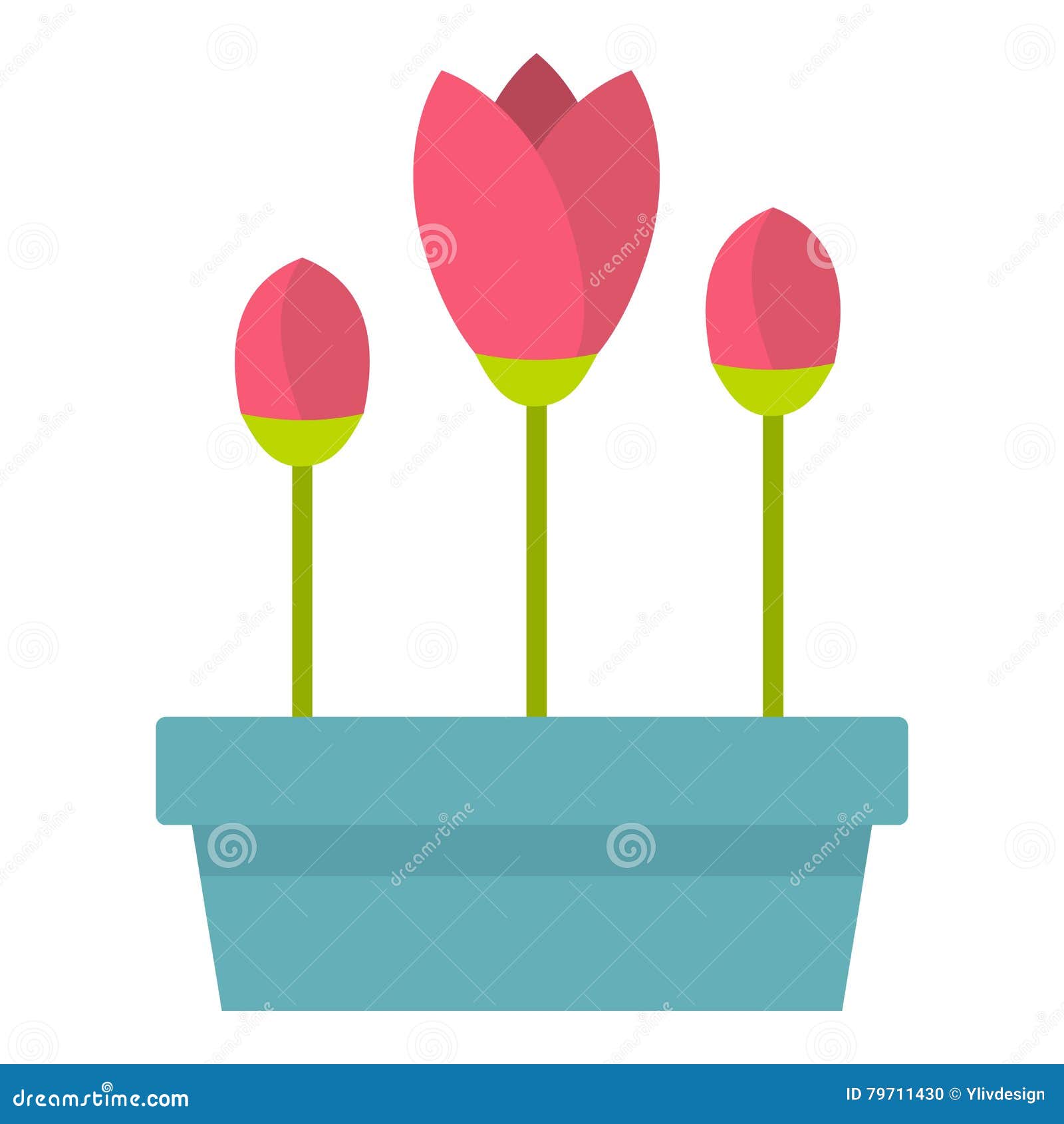 Box with Flowers Icon, Flat Style Stock Vector - Illustration of ...