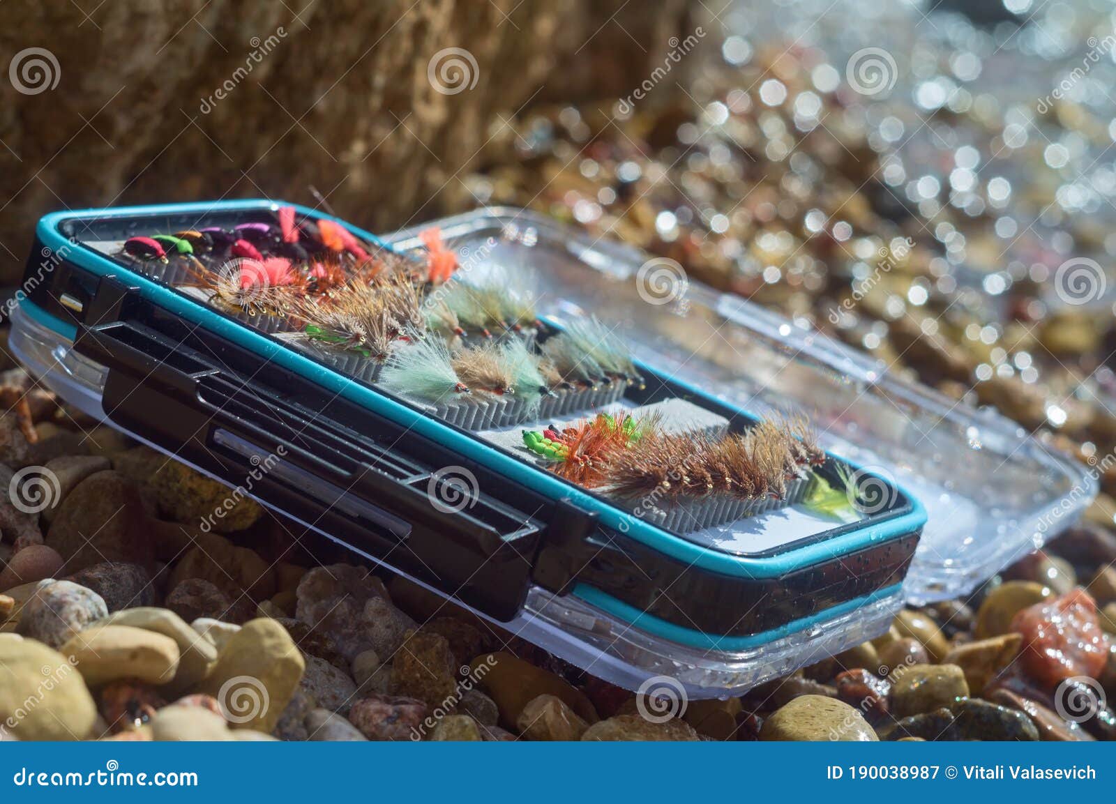 Box with fly-flies stock image. Image of colorful, tying - 190038987
