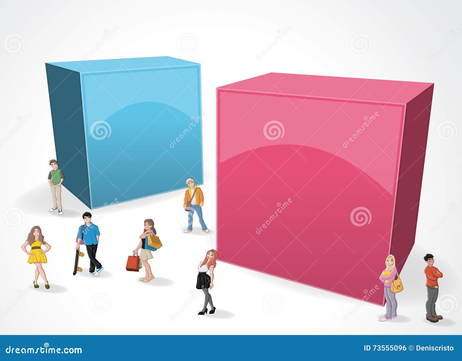 Box Frame Background with Cartoon Teenagers. Stock Vector ...