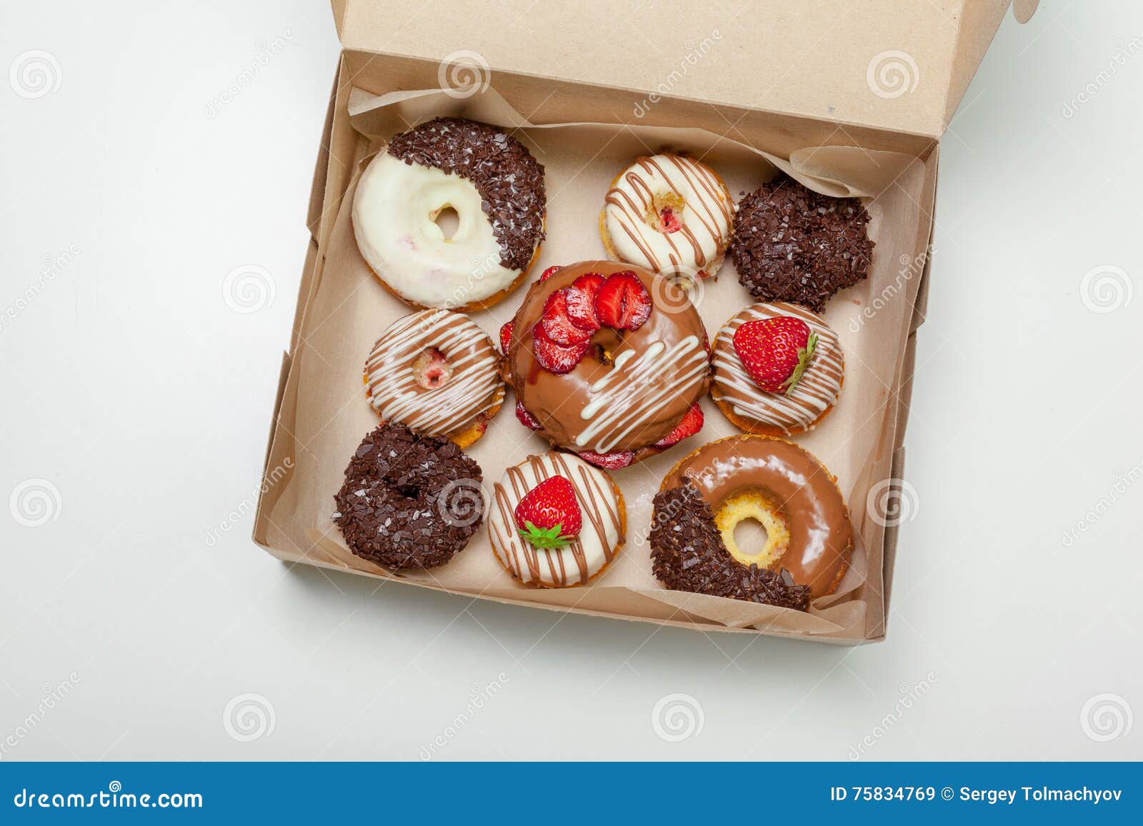 Box of fresh donuts stock image. Image of still, closeup - 75834769