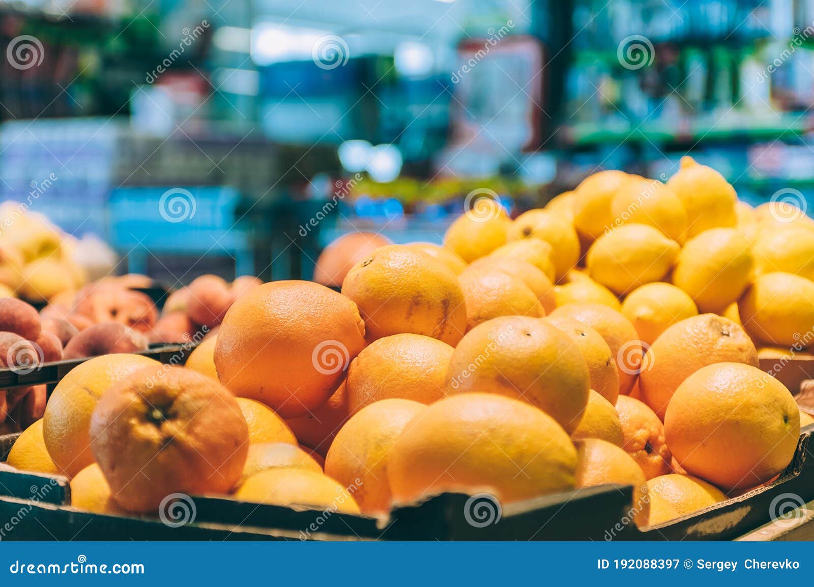A Box of Fresh Oranges in a Supermarket Stock Image - Image of consumer ...