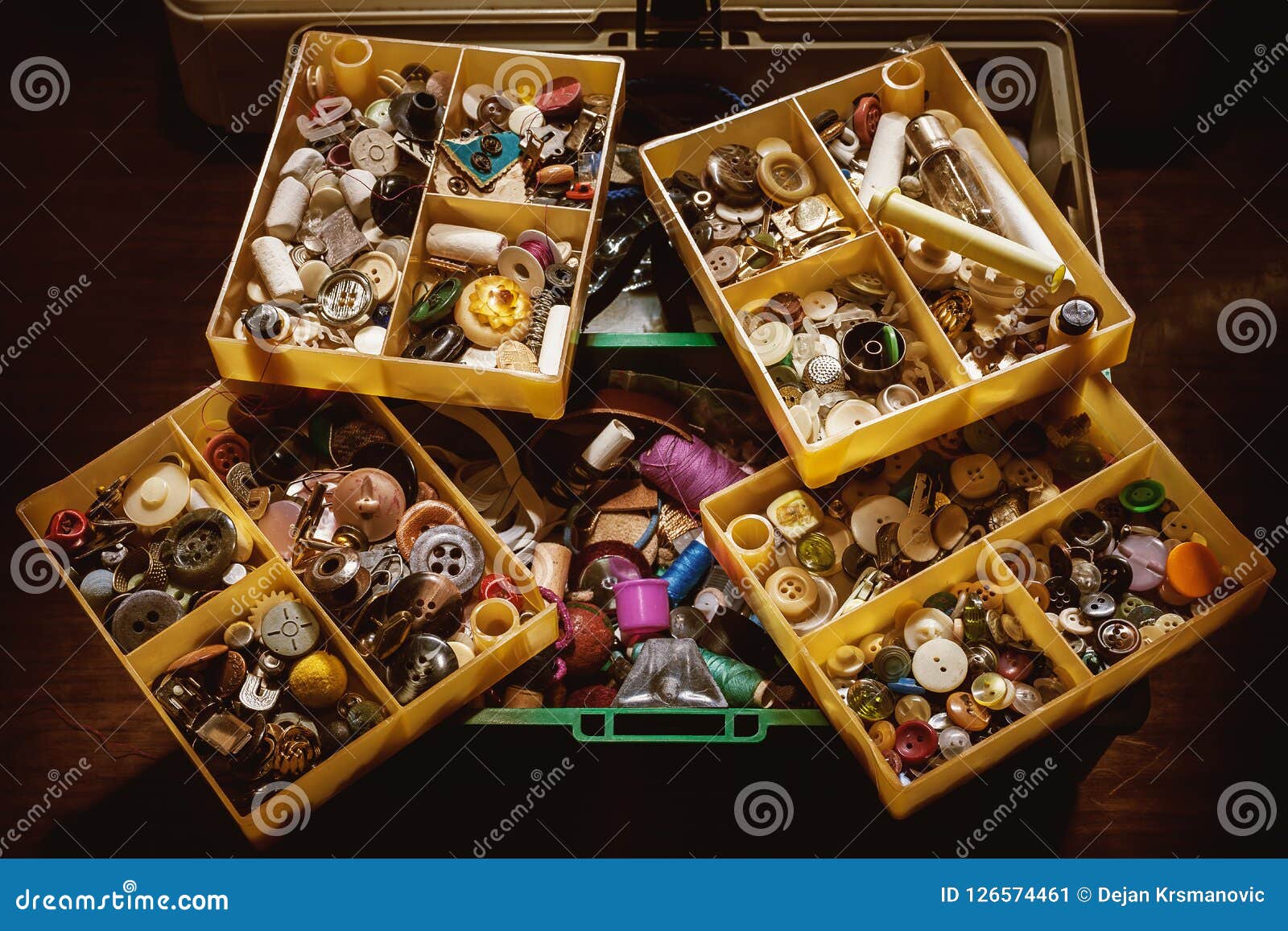 Box Full of Buttons for Sewing Stock Image - Image of manufacturing ...
