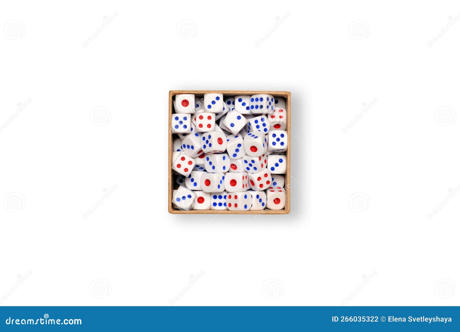 A Box Full of Dice Isolated on a White Background. Concept of Choice ...