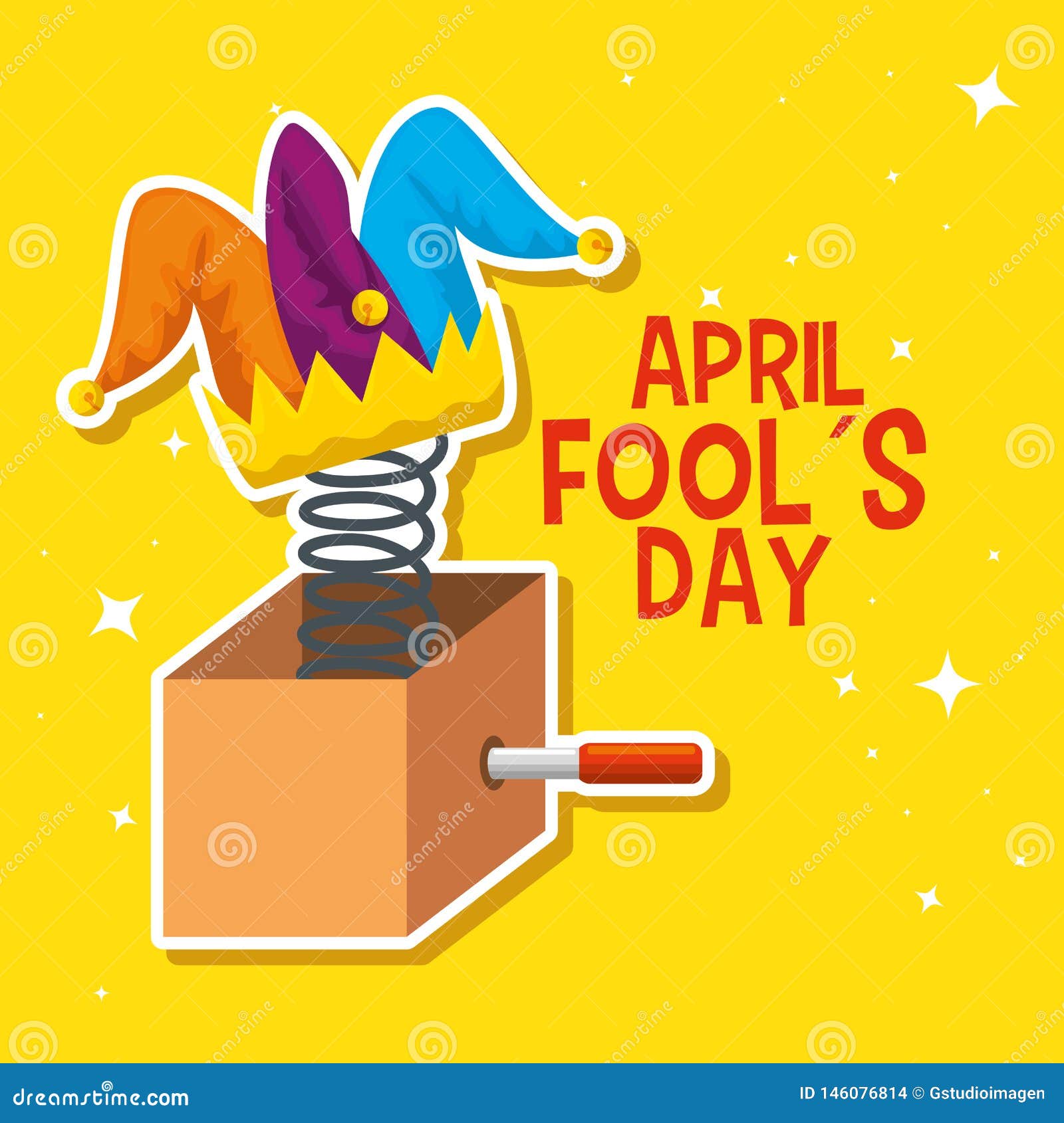 Box With Funny Joker Hat To Fools Day Stock Illustration Illustration Of Holiday Party 146076814
