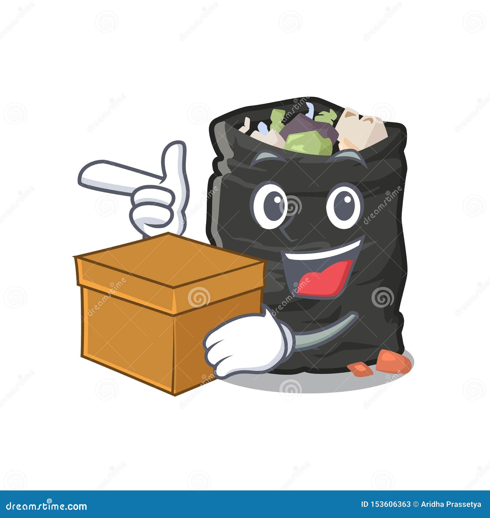 With Box Garbage Bag in the Cartoon Shape Stock Vector - Illustration ...
