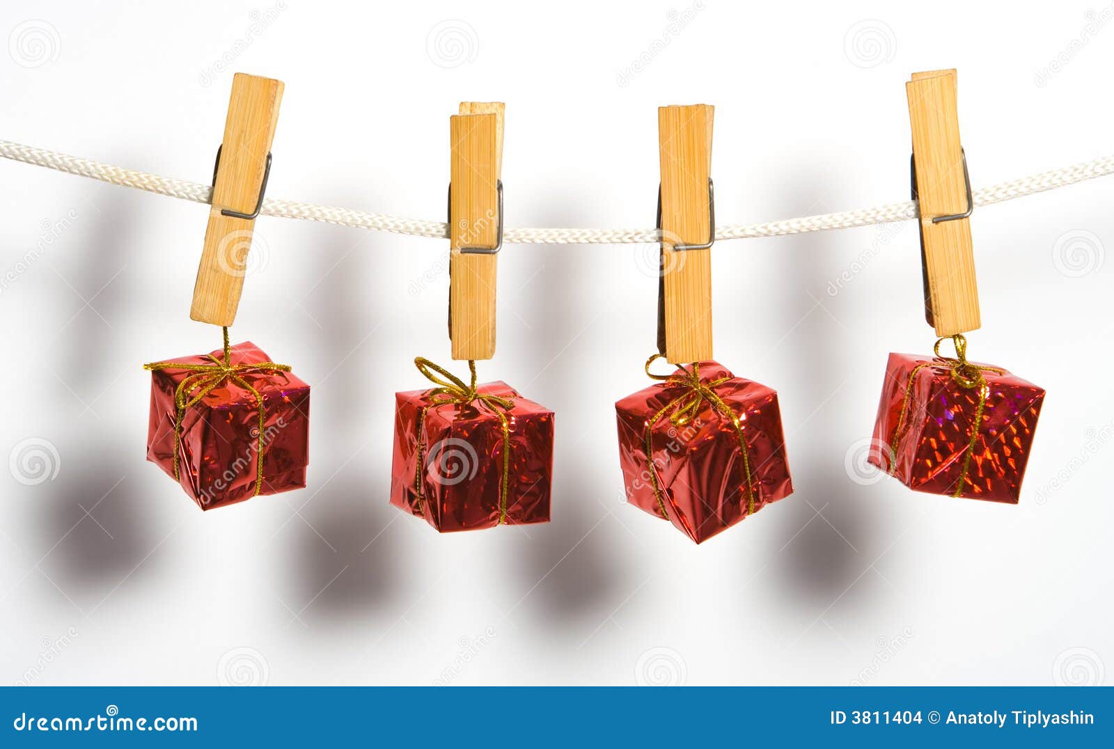 Box gift with bow on rope stock photo. Image of pattern - 3811404