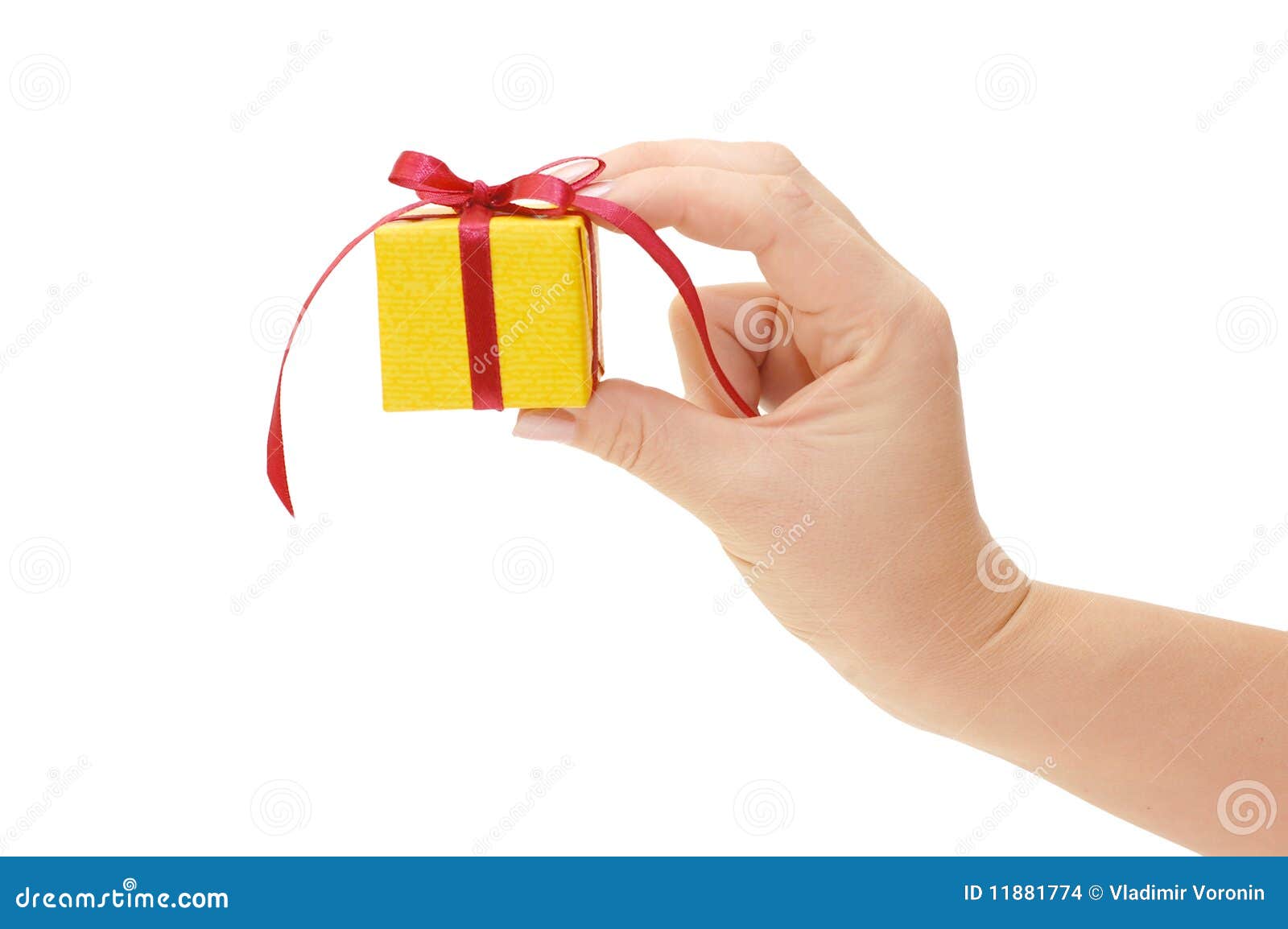 Box with a gift in a hand stock photo. Image of gift - 11881774