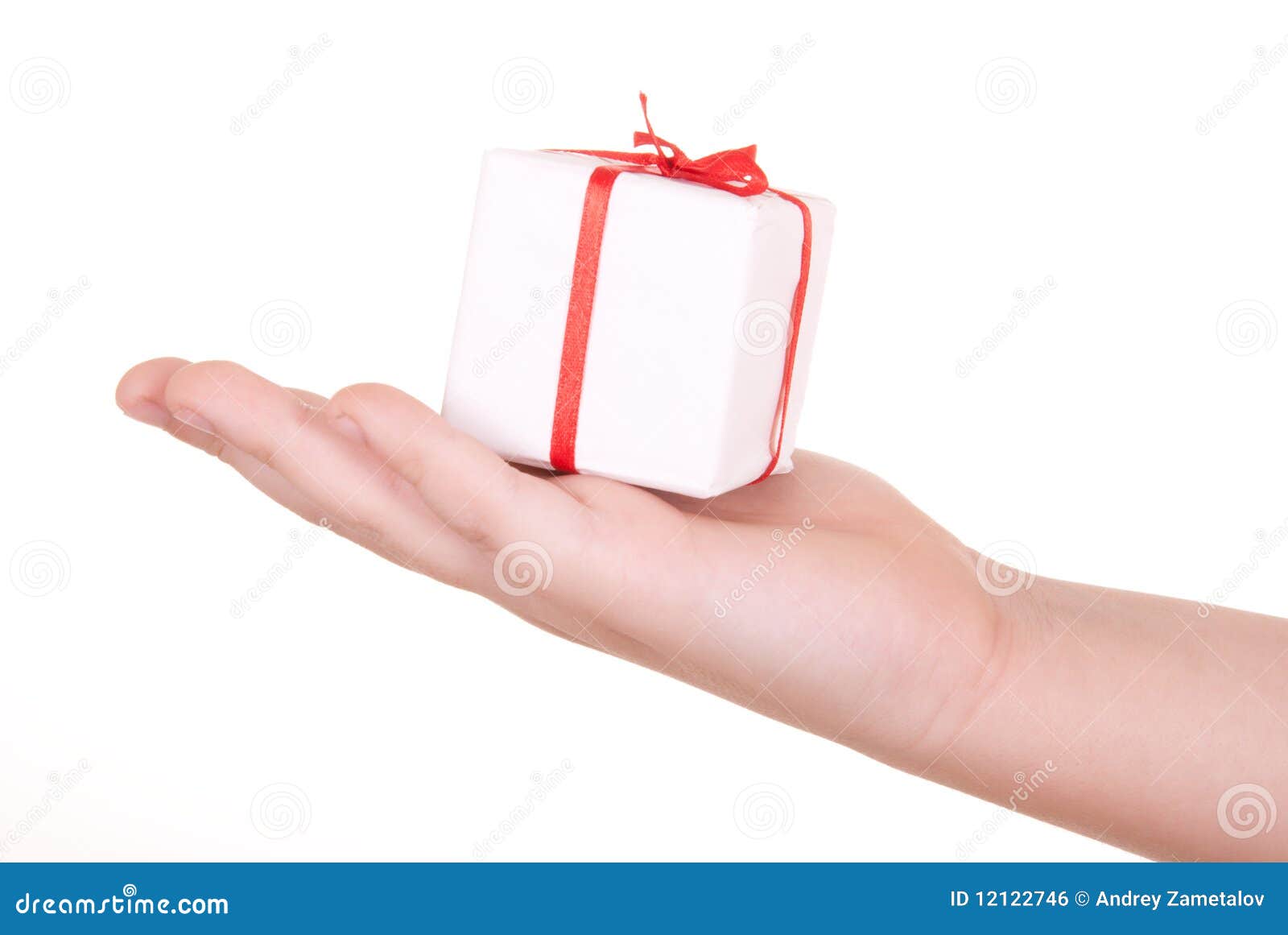 Box with gift in palm stock photo. Image of white, hold - 12122746