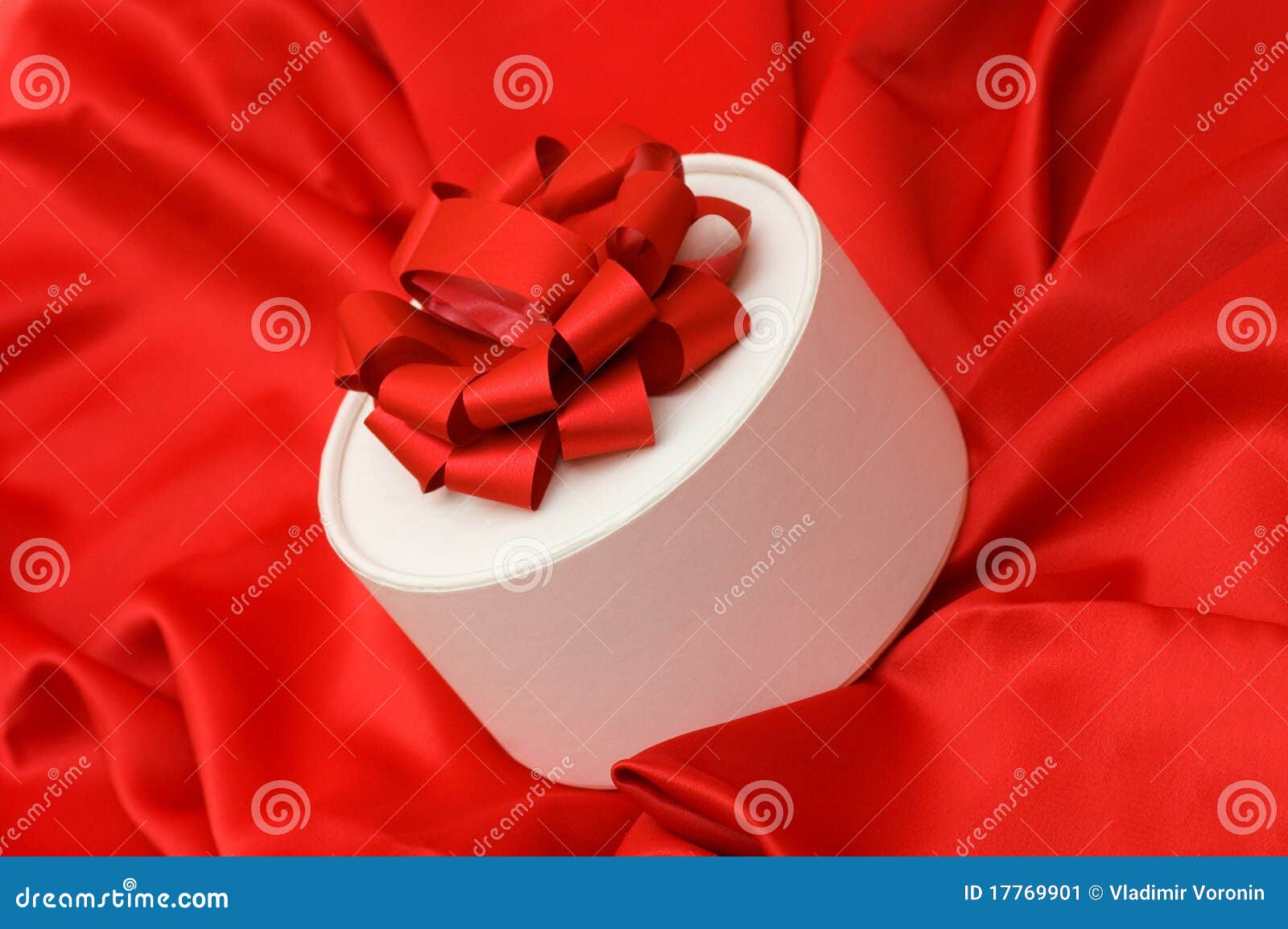 Box with a Gift on a Red Fabric Stock Image - Image of colour, love ...