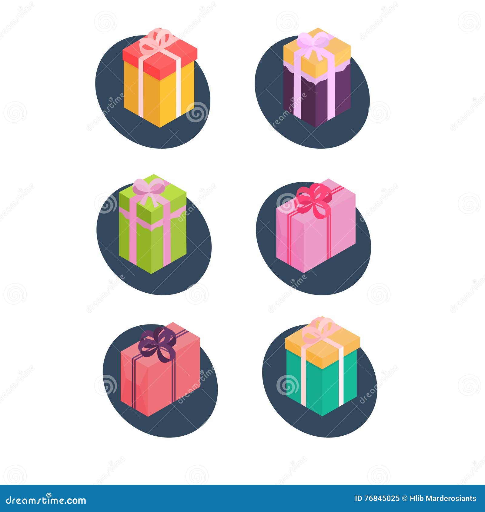 Box Gift Set , Isometric Style . Stock Illustration - Illustration of ...