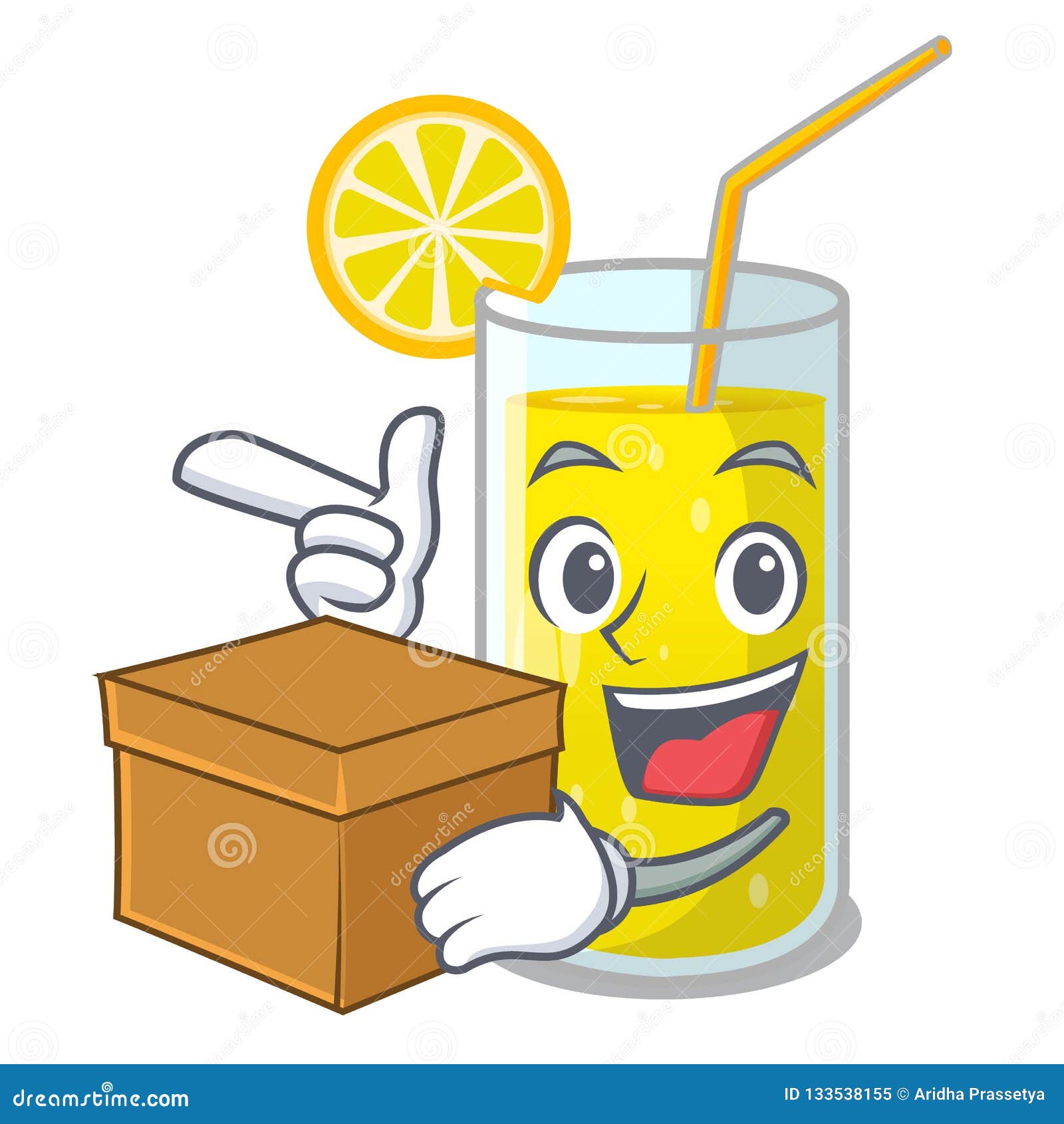 With Box Glass Fresh Lemon Juice on Mascot Stock Vector - Illustration ...