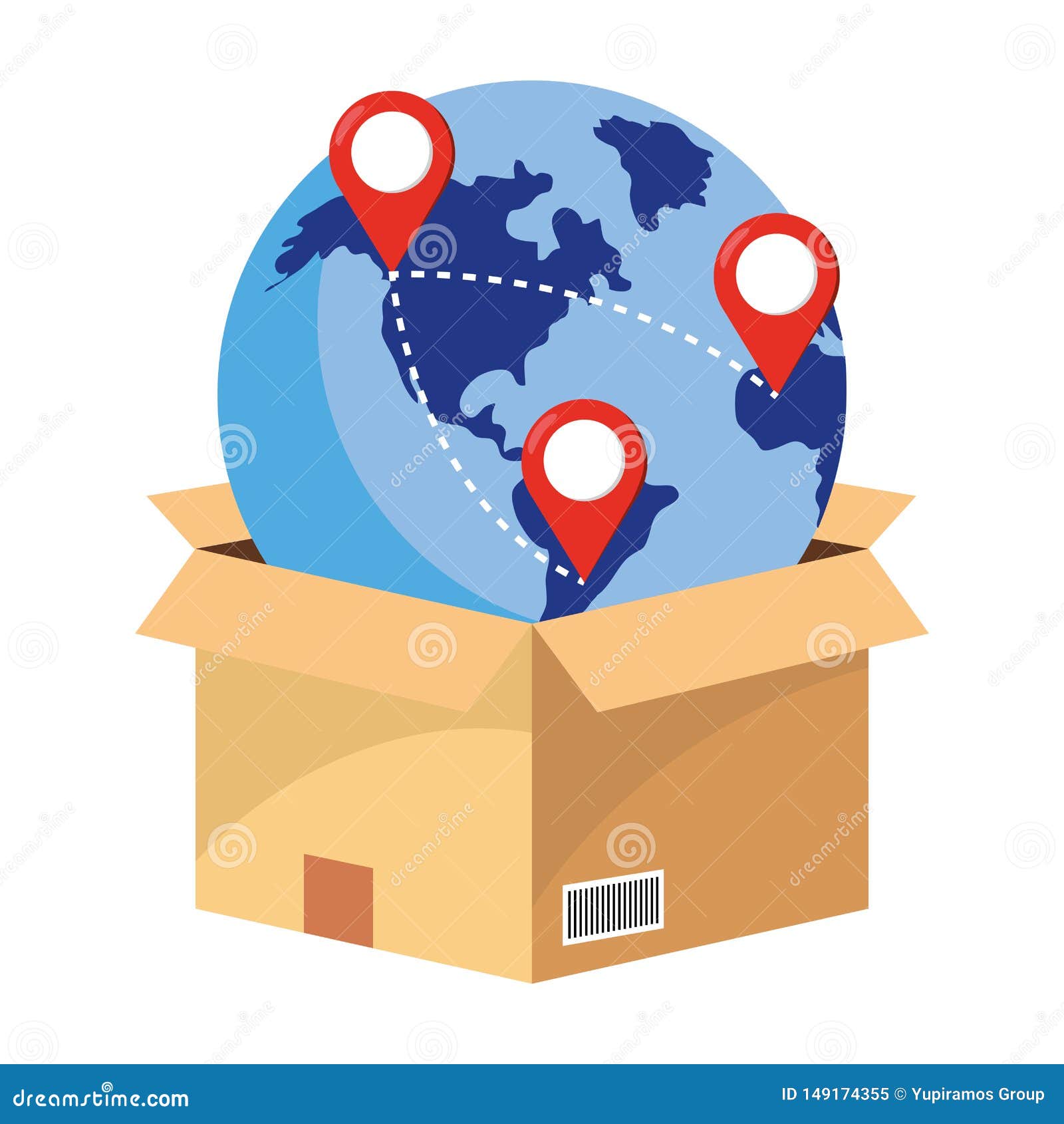 Box with Globe Vector Illustration Stock Vector - Illustration of ...