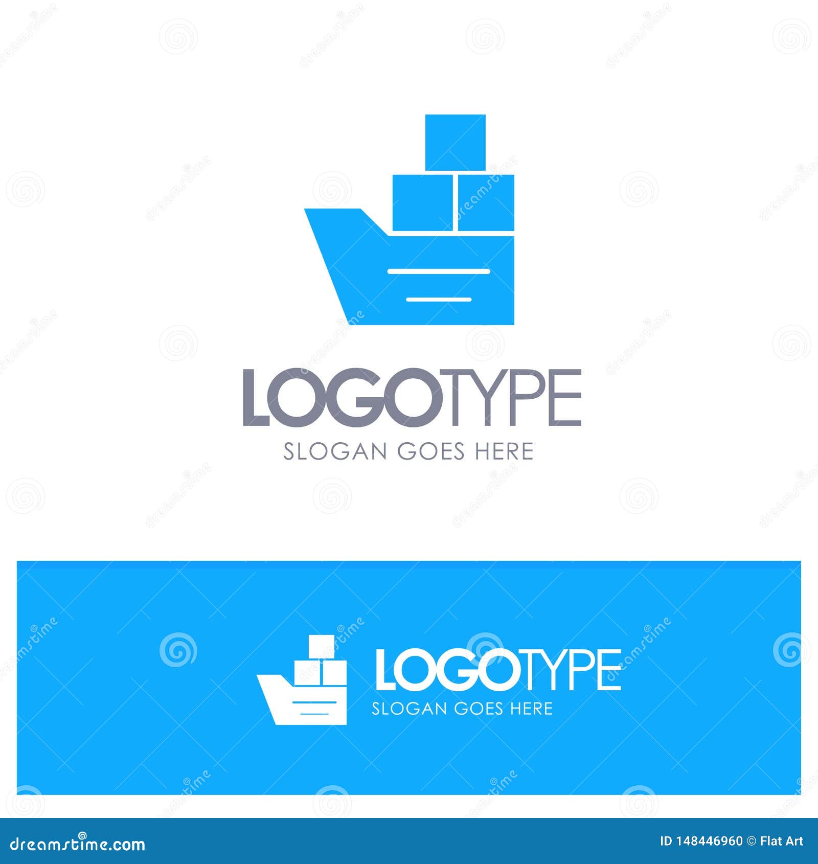 Box, Good, Logistic, Transportation, Ship Blue Solid Logo with Place ...