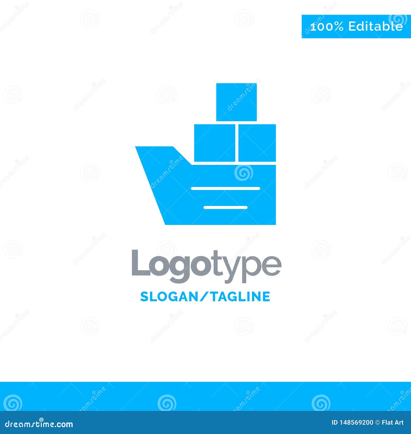 Box, Good, Logistic, Transportation, Ship Blue Solid Logo Template ...