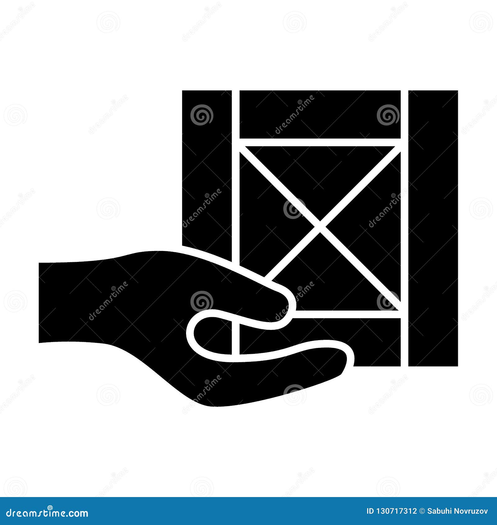 Box and Hand Solid Icon. Hand Delivery Vector Illustration Isolated on ...